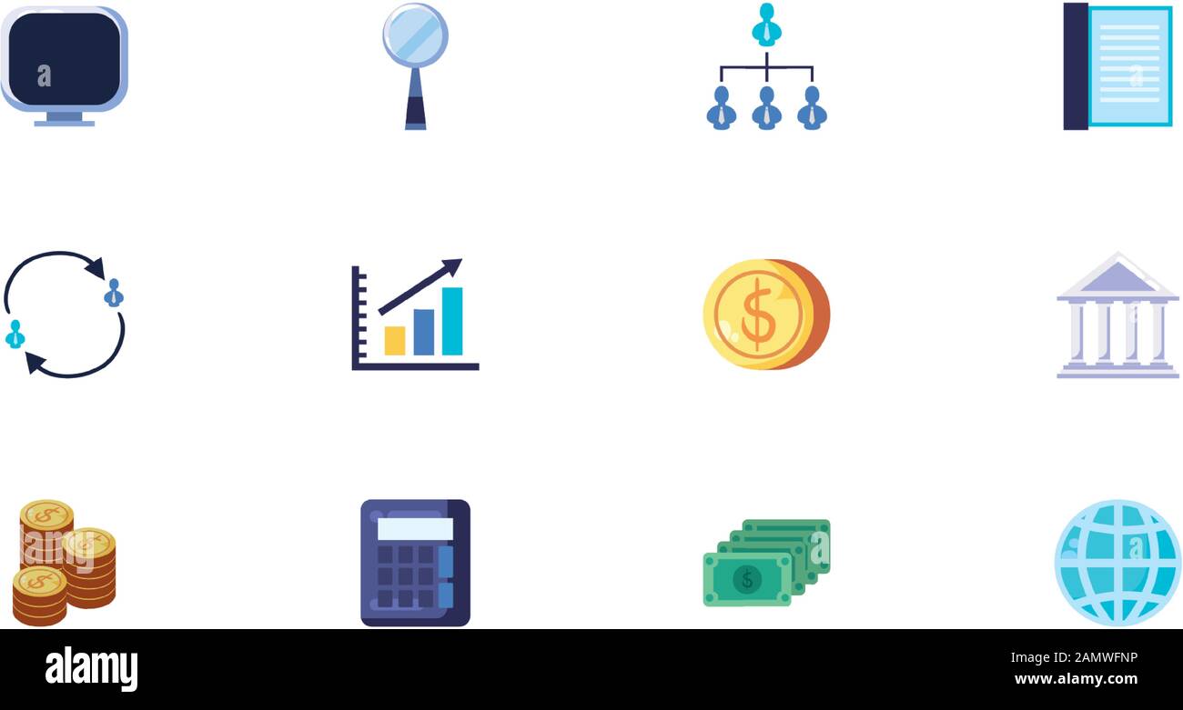 Business icon set design, Management workforce financial item corporate ...