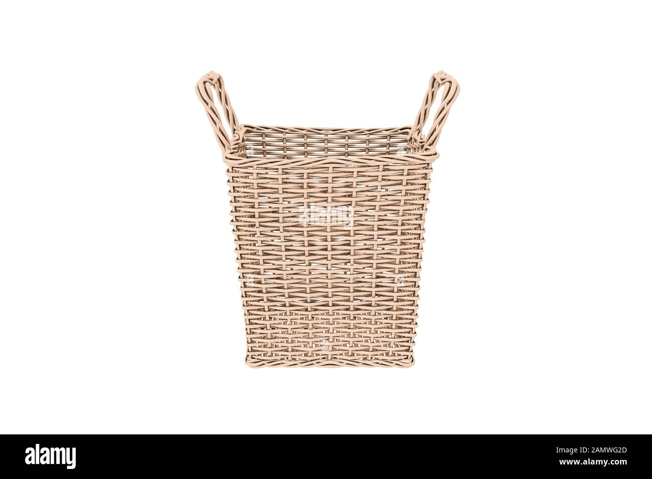 Square wooden basket, isolated on white background Stock Photo - Alamy