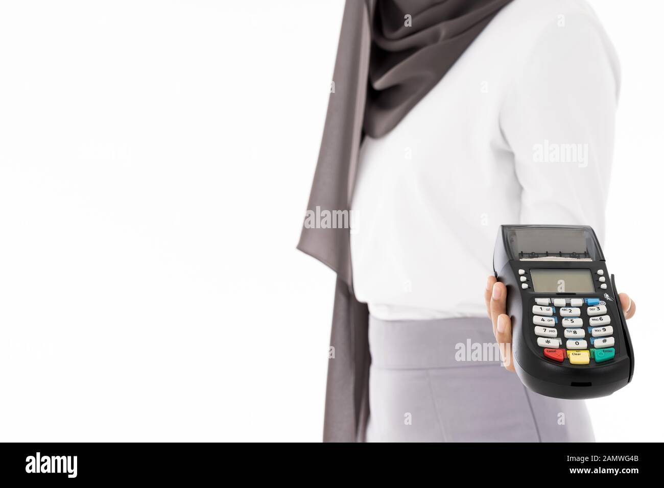 Close-up of confident happy smiling female muslim woman with EDC ...