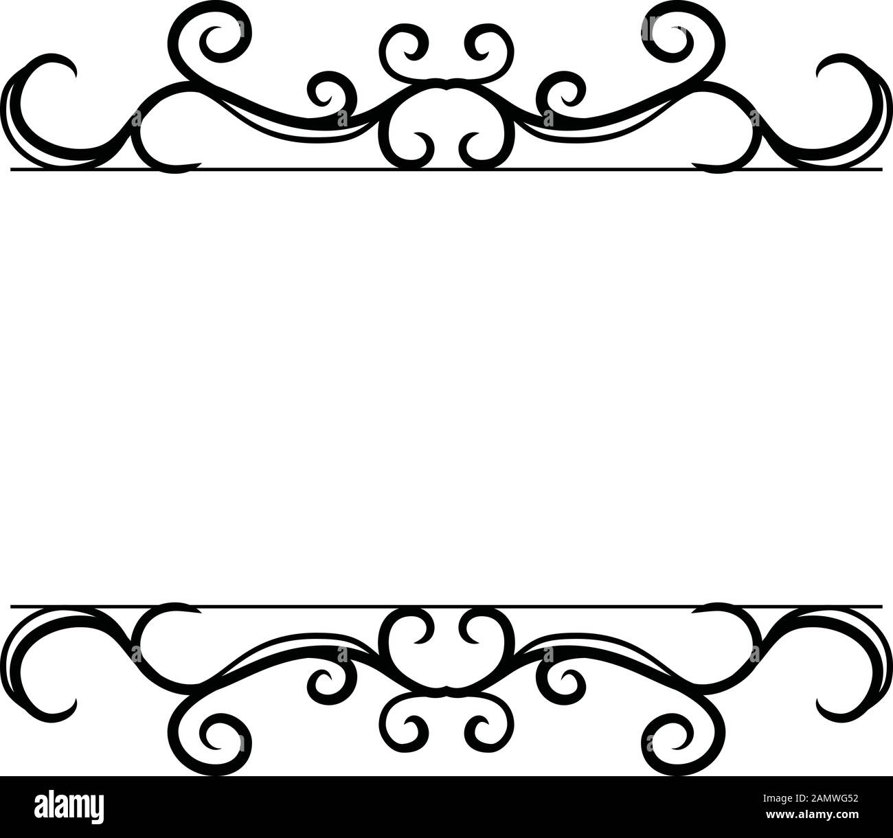 This is a illustration of Top and bottom antique pattern frame Stock ...
