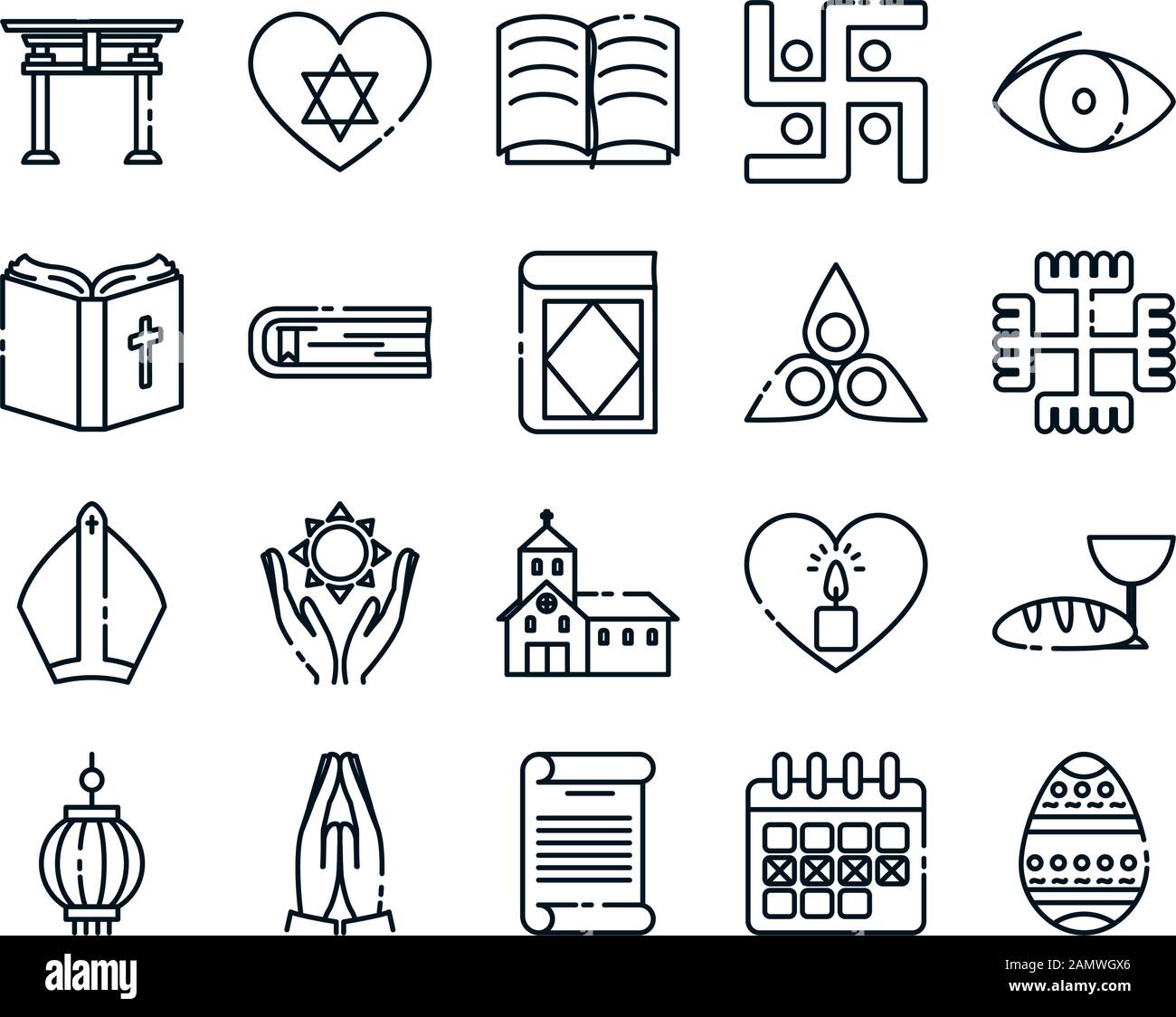 Icon set of world religious world symbols vector design Stock Vector ...