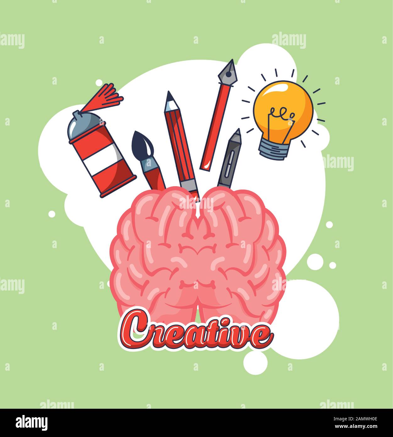 creative brain organ with set items Stock Vector Image & Art - Alamy