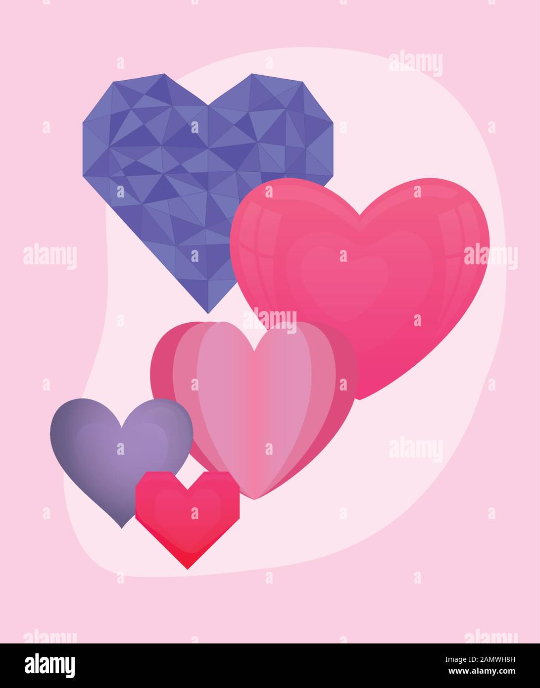 Pink and purple hearts design of love passion romantic valentines day ...