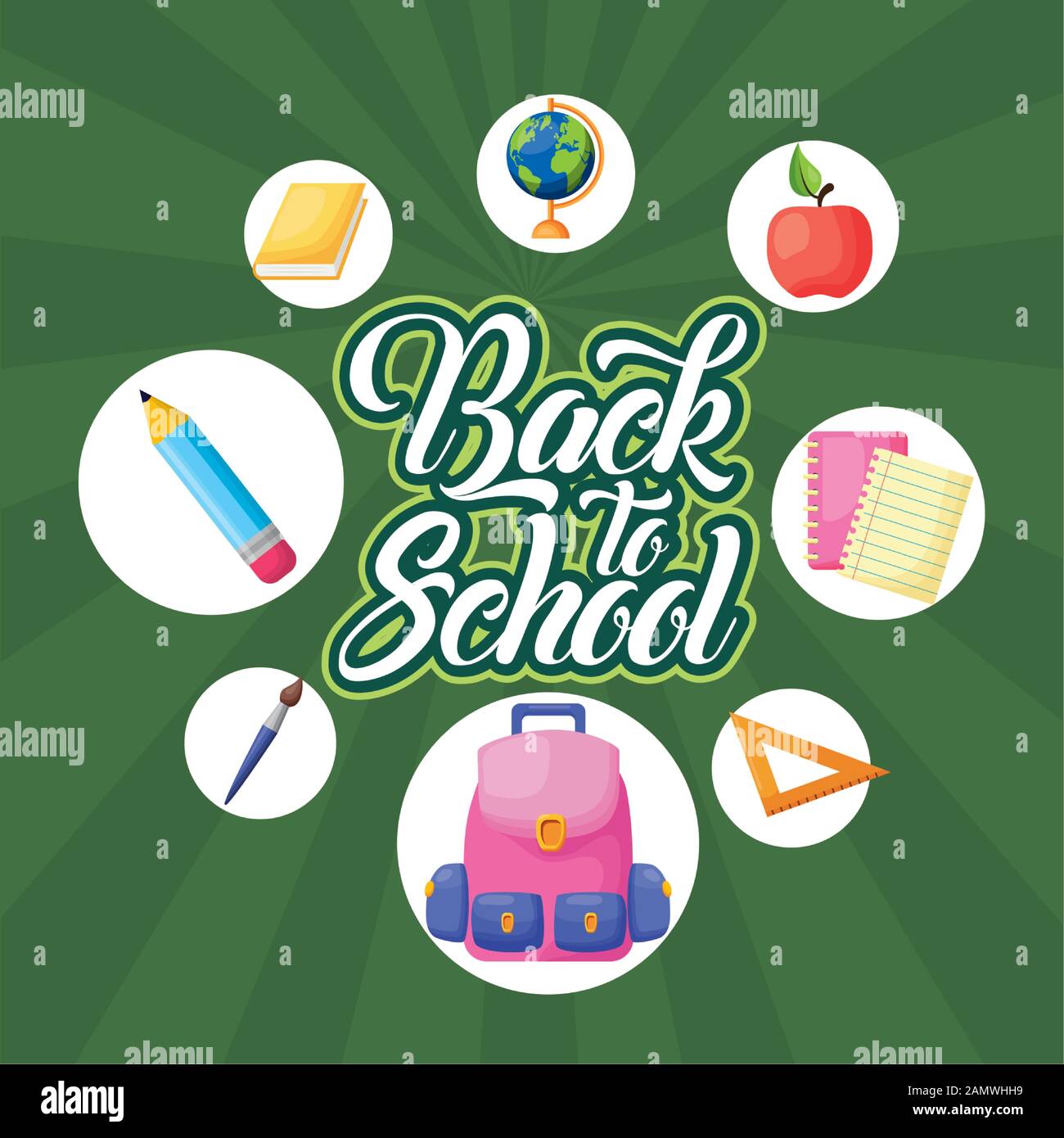 back to school poster with chalkboard and supplies Stock Vector Image ...