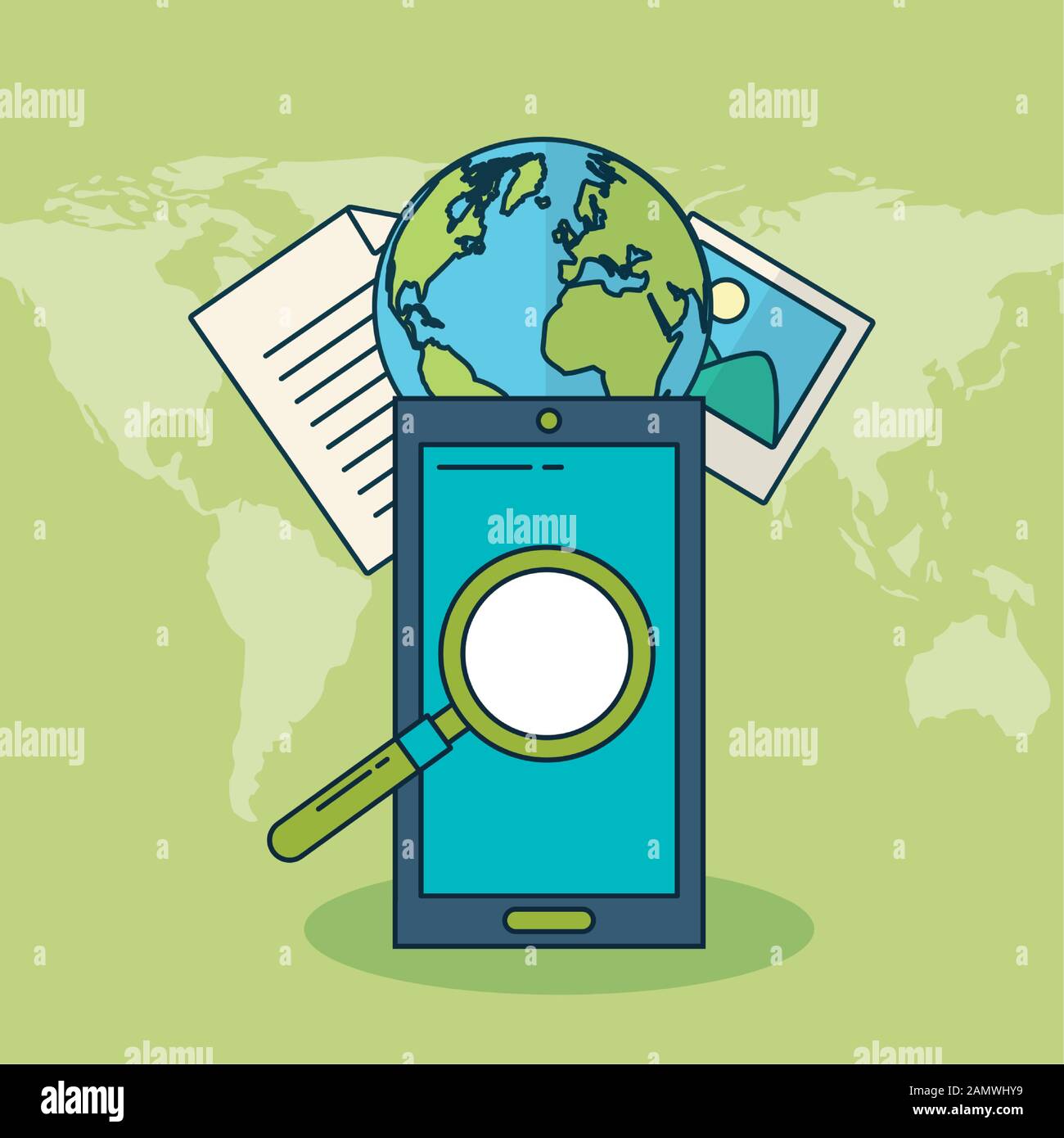 digital marketing technology with world planet Stock Vector Image & Art ...