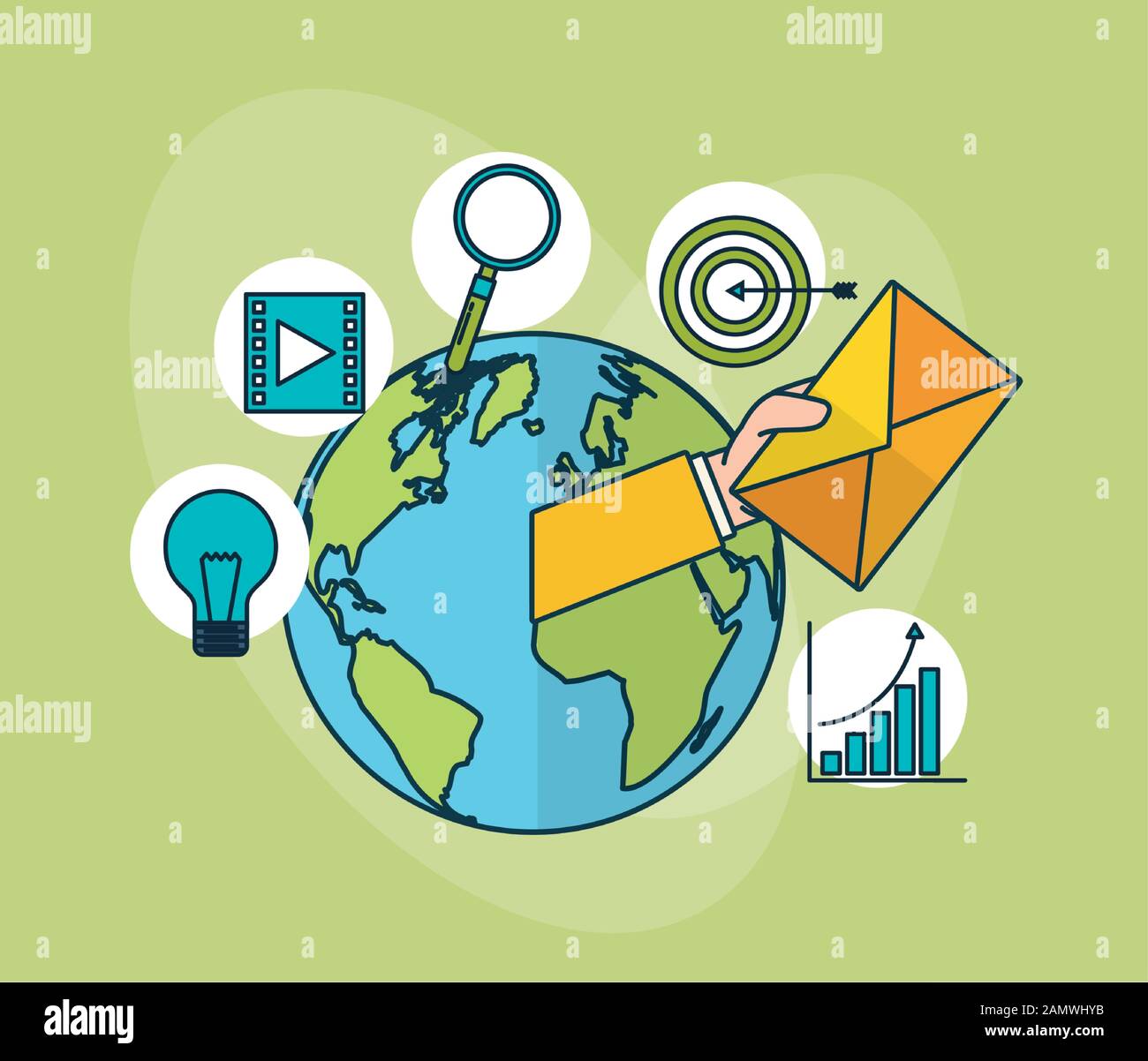 digital marketing technology with world planet Stock Vector Image & Art ...