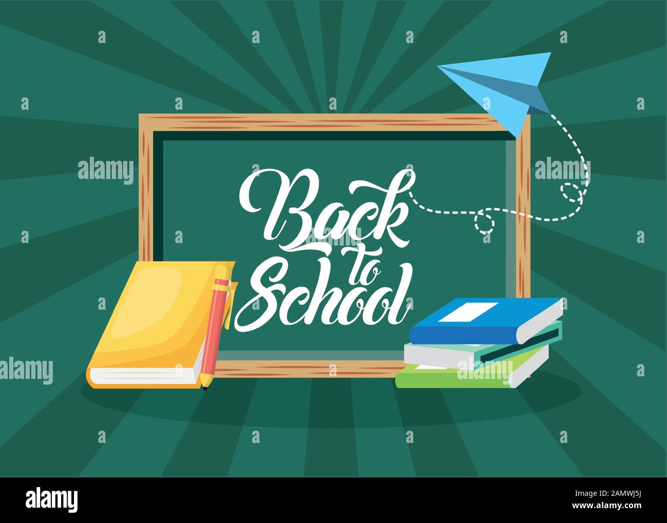 back to school poster with chalkboard and supplies Stock Vector Image ...