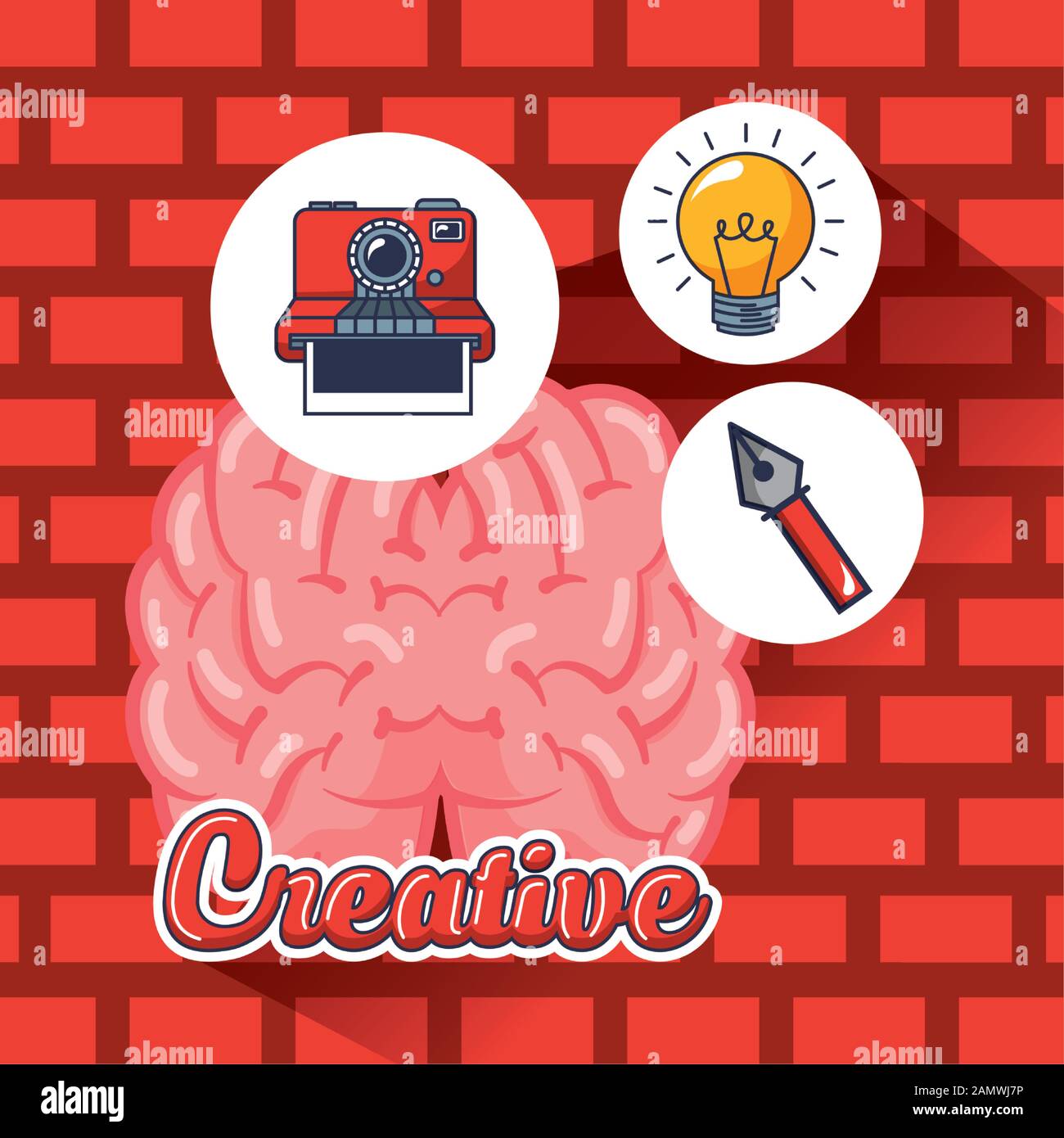 creative brain organ with set items Stock Vector Image & Art - Alamy