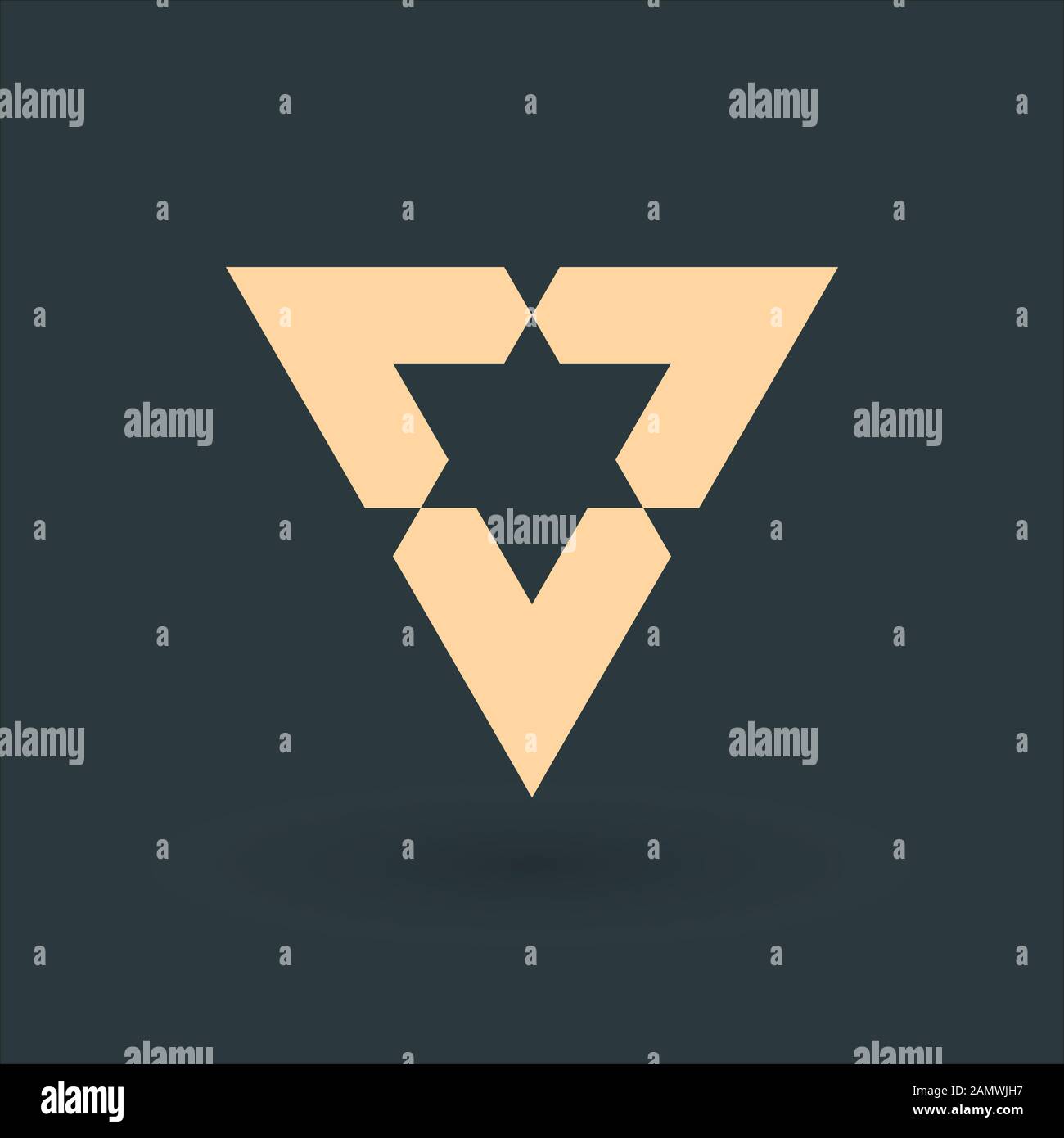 Geometrical triangle or arrow in three parts logo design. Technology business identity concept ...