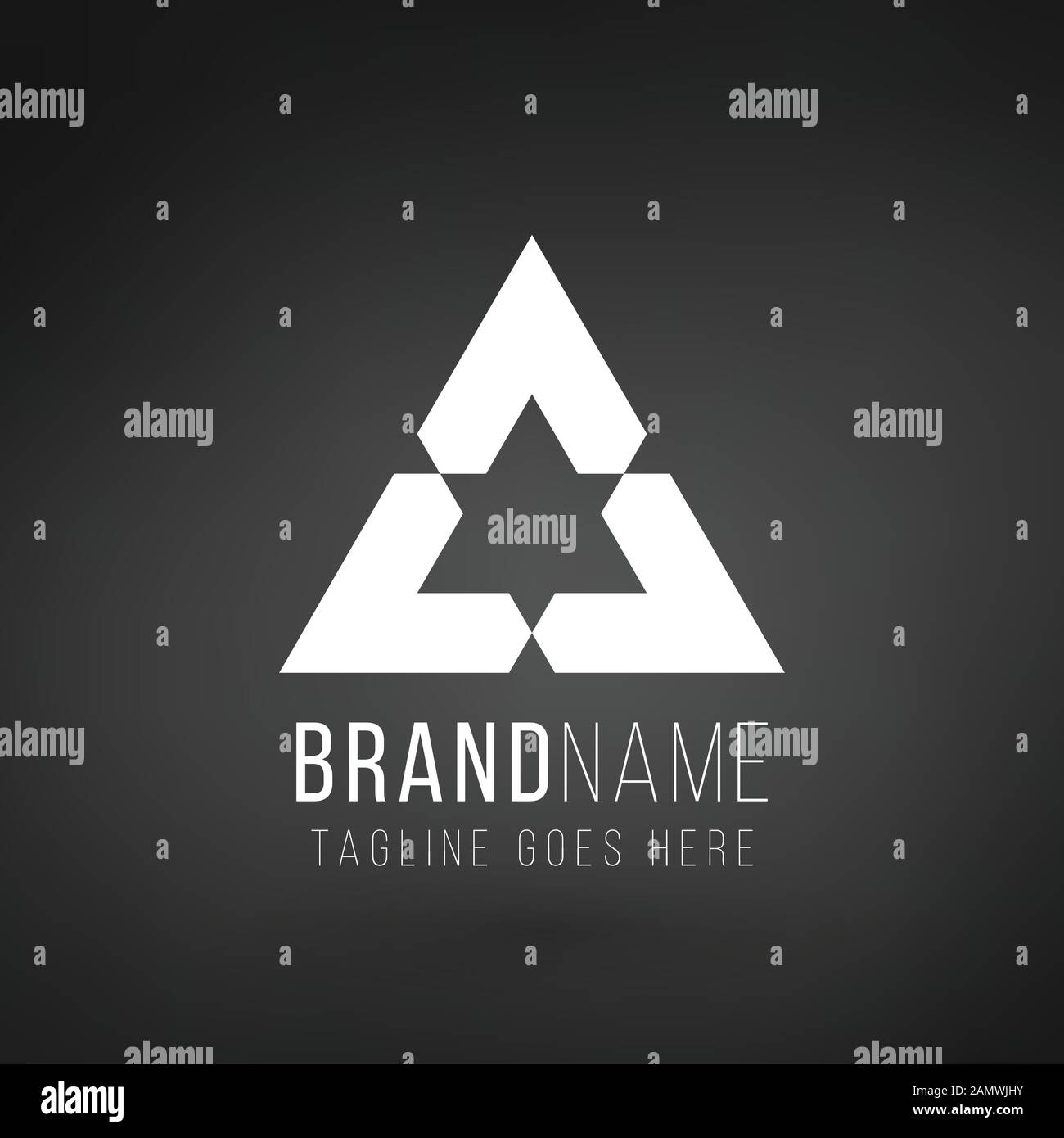 Geometrical triangle or arrow in three parts logo design. Technology ...