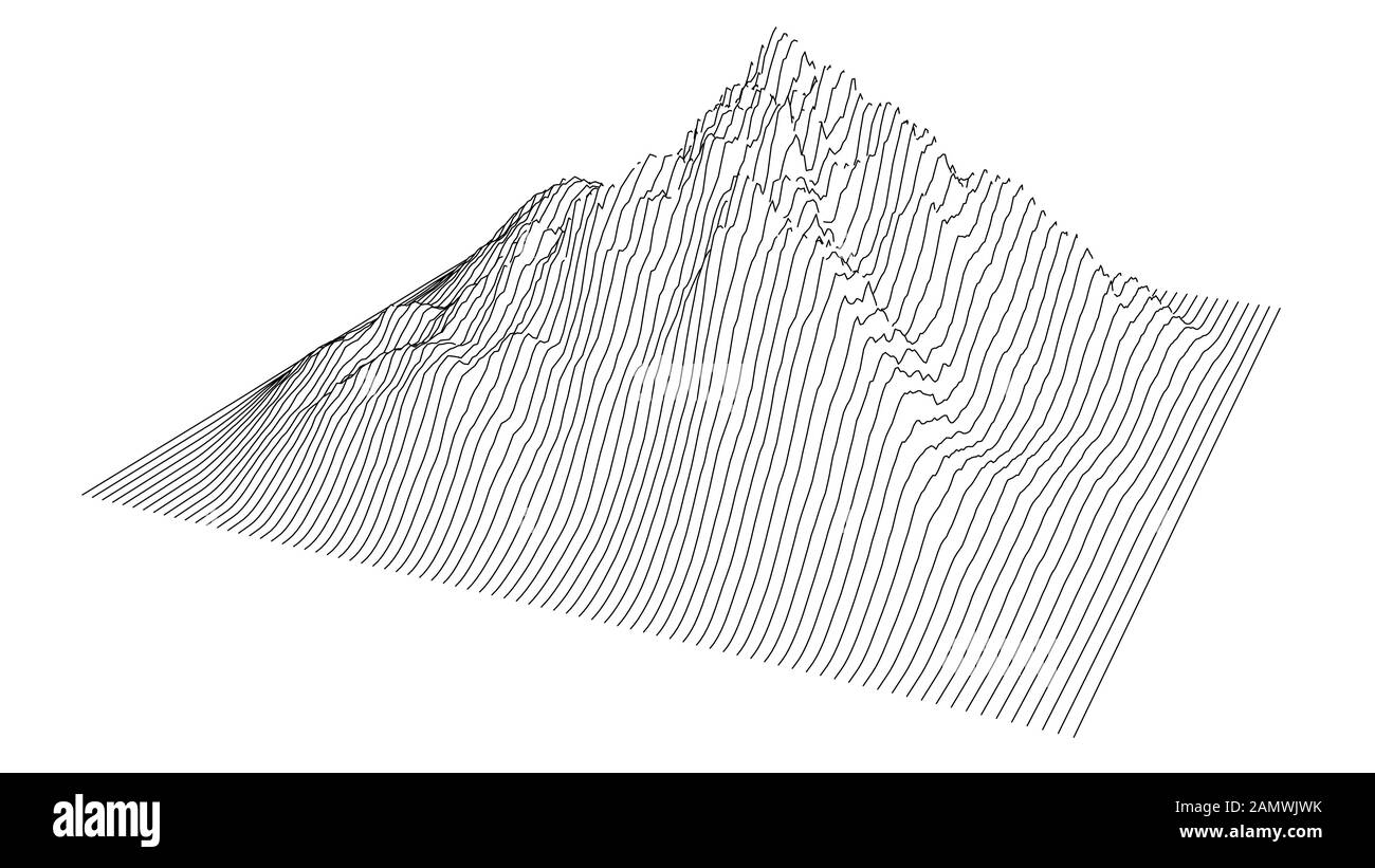 Curve lines in the shape of a part of a mountain range. Vector ...