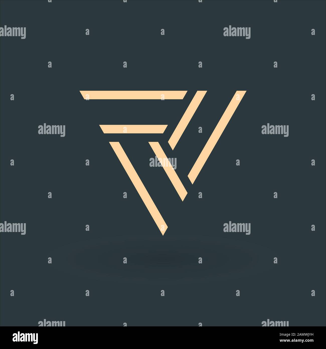 Geometrical triangle linear in three parts logo design. Technology ...