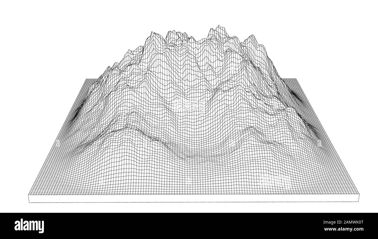 Curve lines in the shape of a part of a mountain range. Vector ...