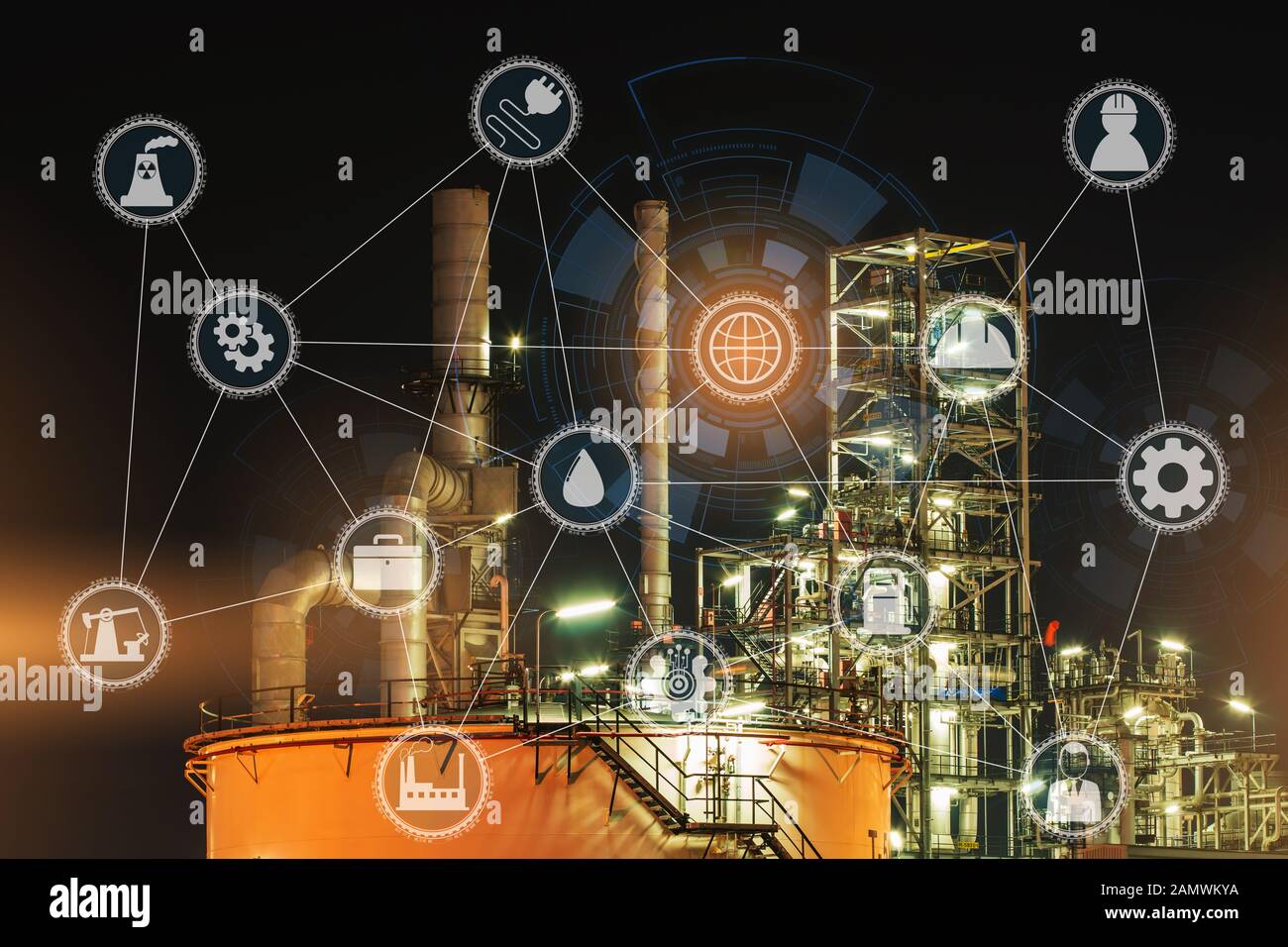 Ship oil terminal night hi-res stock photography and images - Alamy