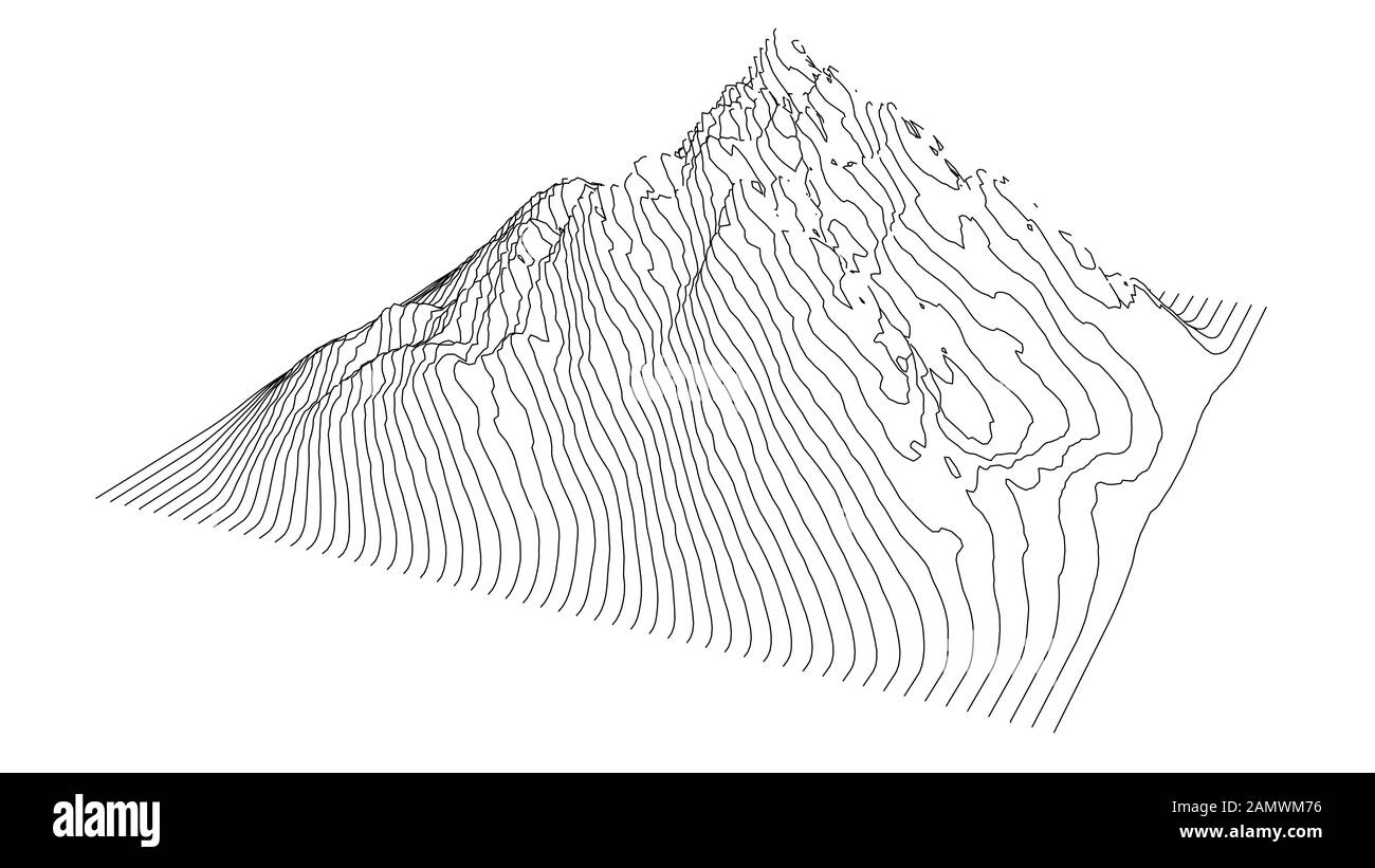 Curve lines in the shape of a part of a mountain range. Vector ...