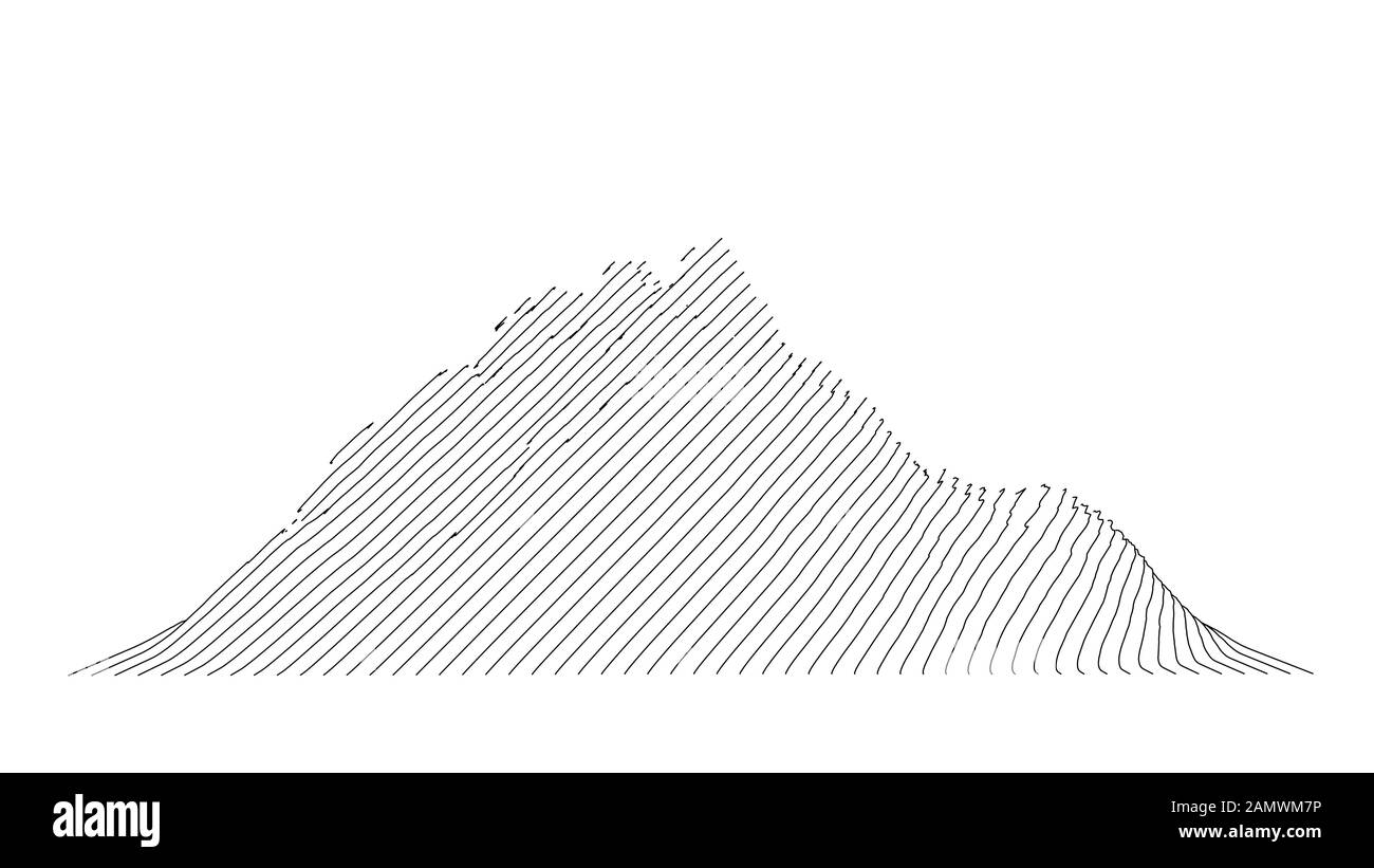 Curve lines in the shape of a part of a mountain range. Vector ...
