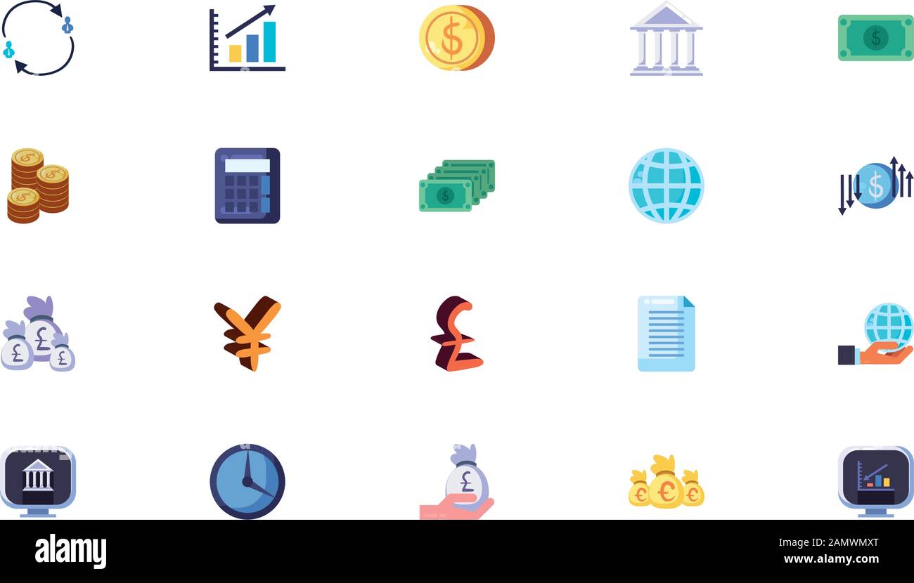 Business icon set design, Management workforce financial item corporate ...