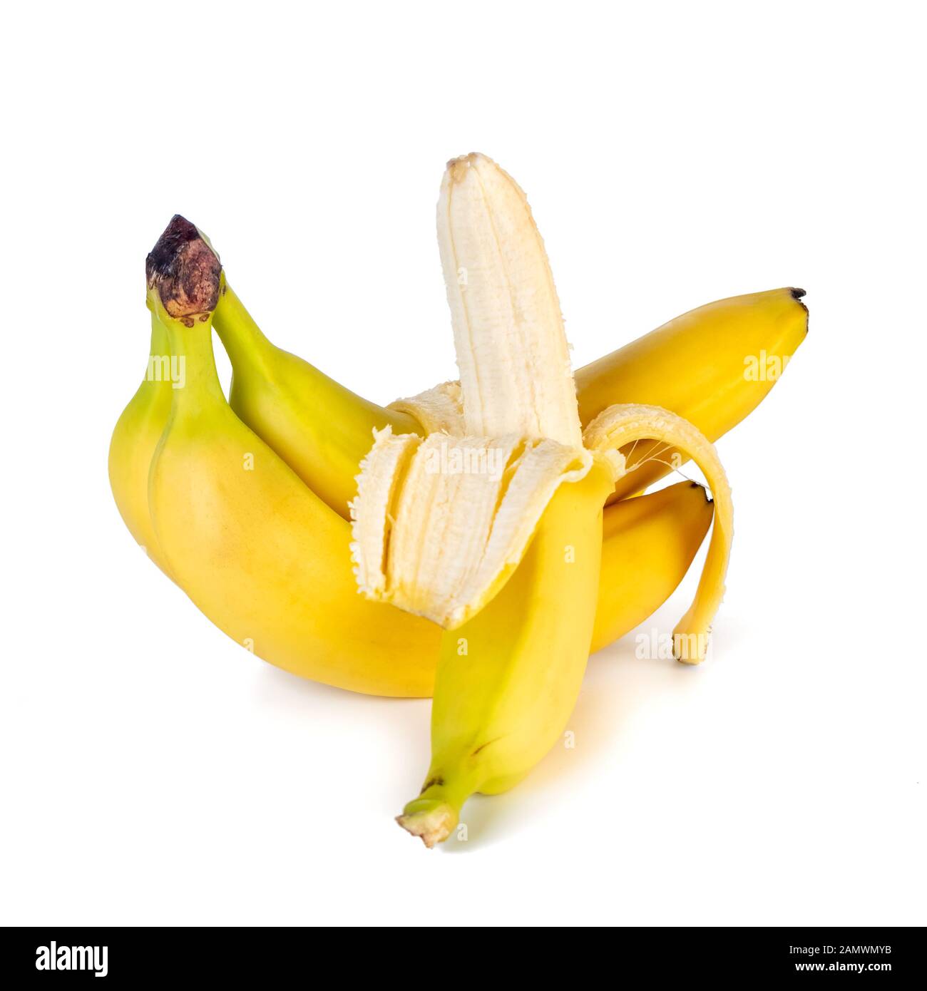 banana cluster isolated on white background, fresh fruit Stock Photo ...