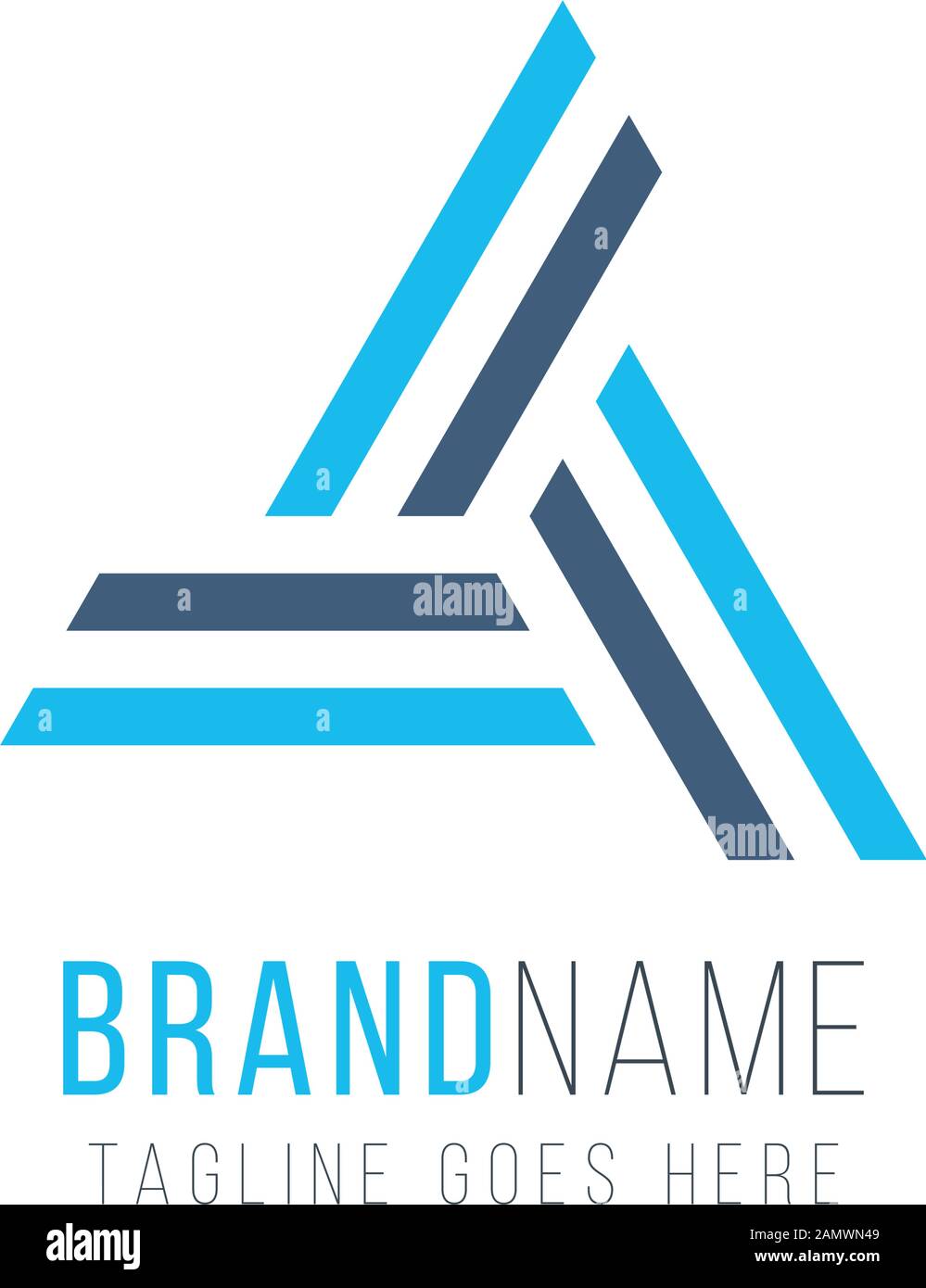 Trinity logo design concept constructed from lines to shape triangle in ...