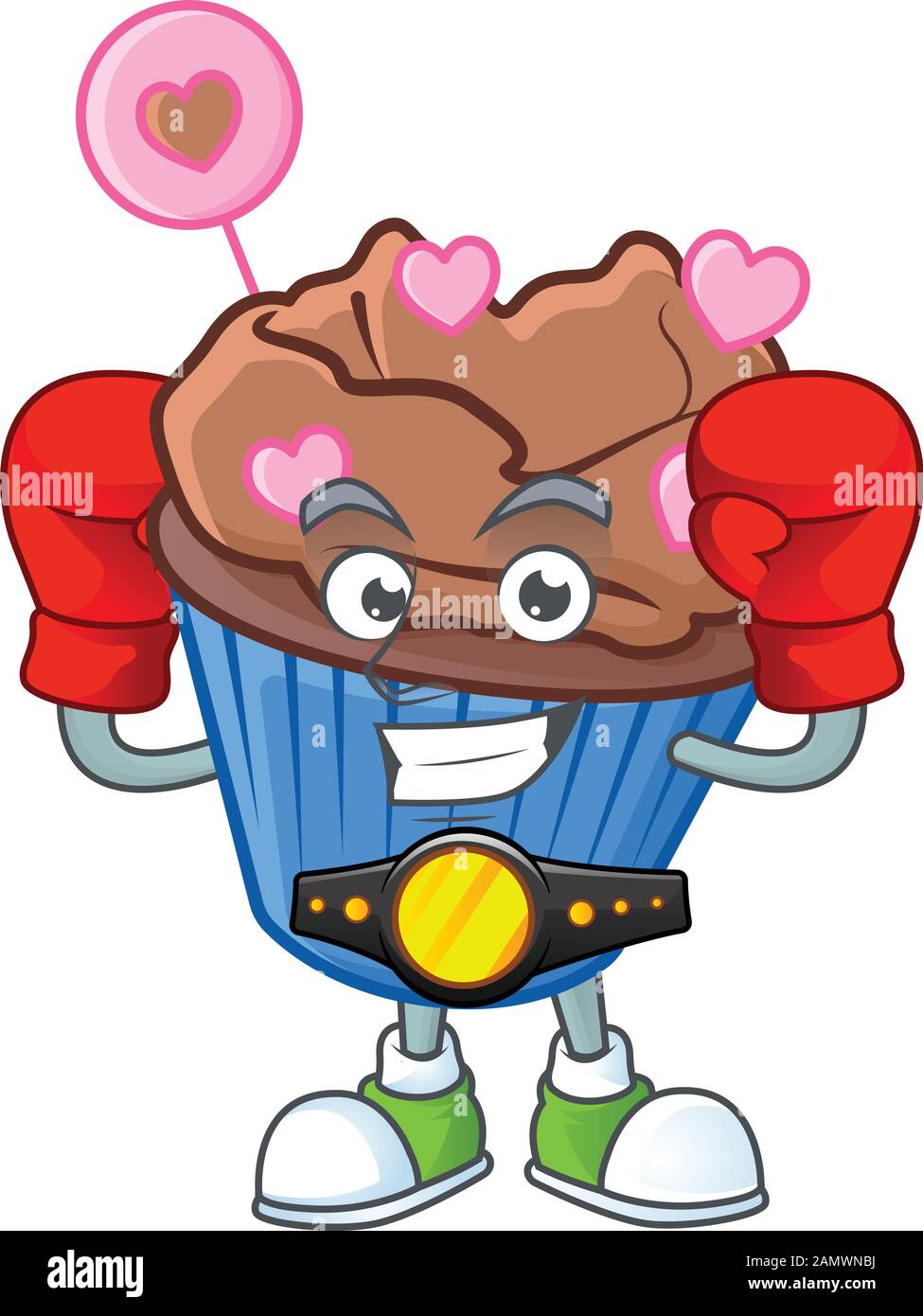 Happy Face Boxing chocolate love cupcake cartoon character design Stock ...