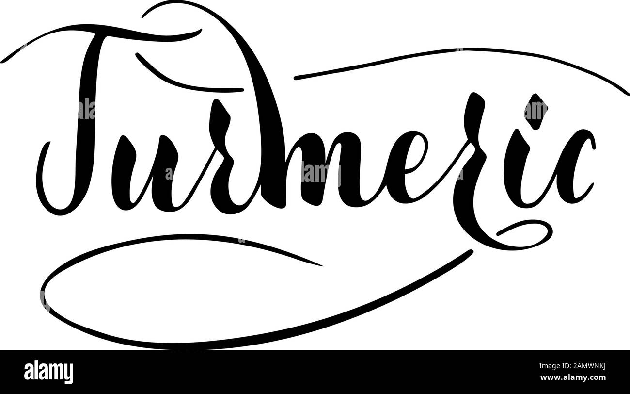 Vector hand written turmeric text isolated on white background. Kitchen ...