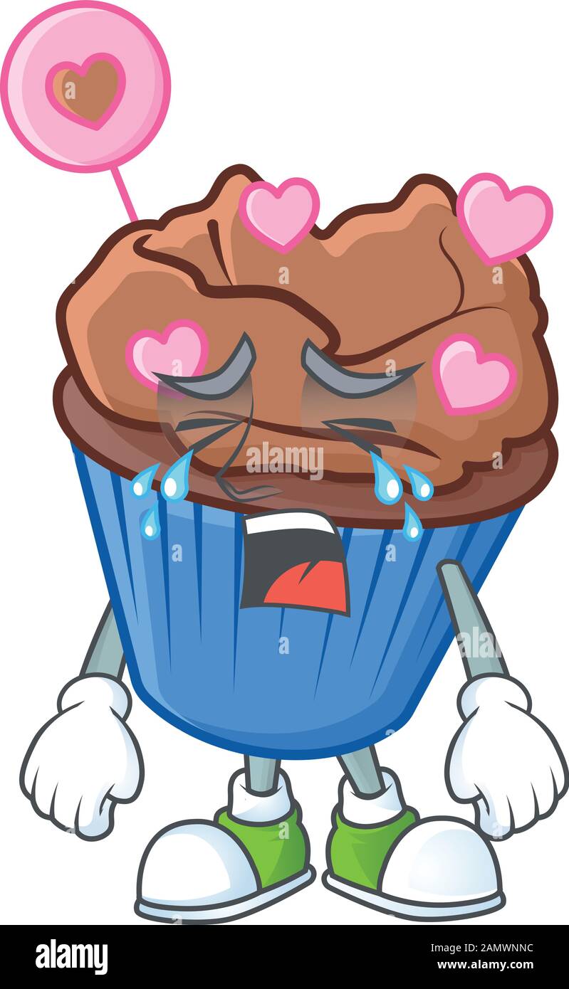 Sad of chocolate love cupcake cartoon mascot style Stock Vector Image ...