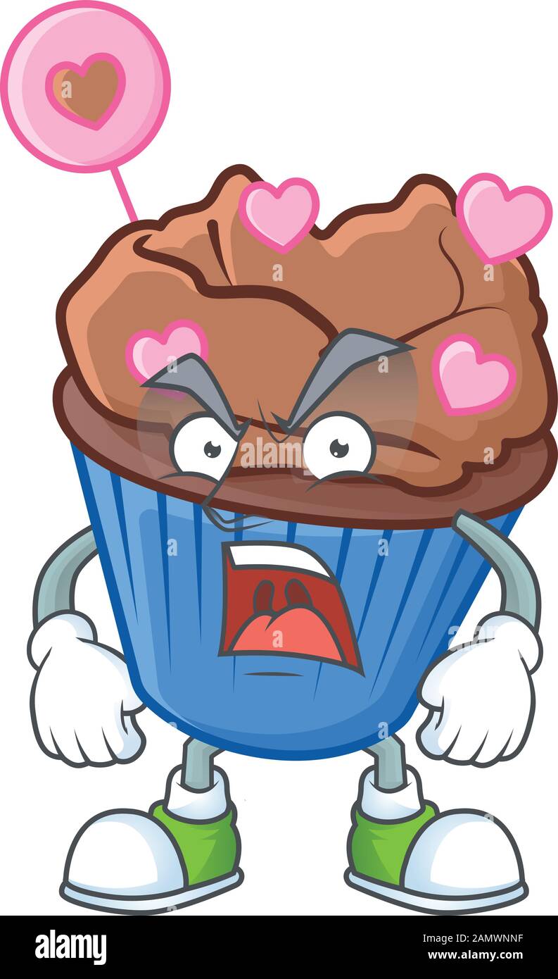 Chocolate love cupcake cartoon character design having angry face Stock ...
