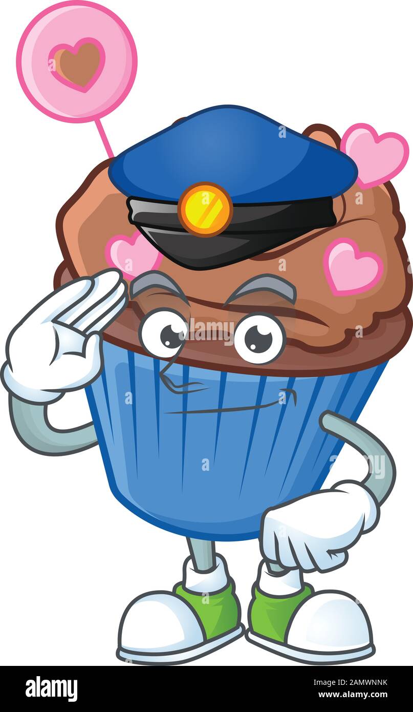 A character design of chocolate love cupcake in a Police officer ...