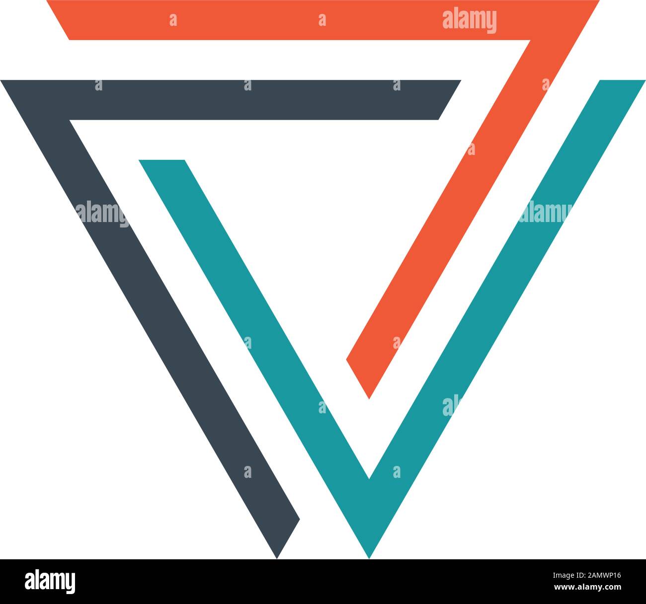 Geometric triangle unity abstract logo design. Technology business ...