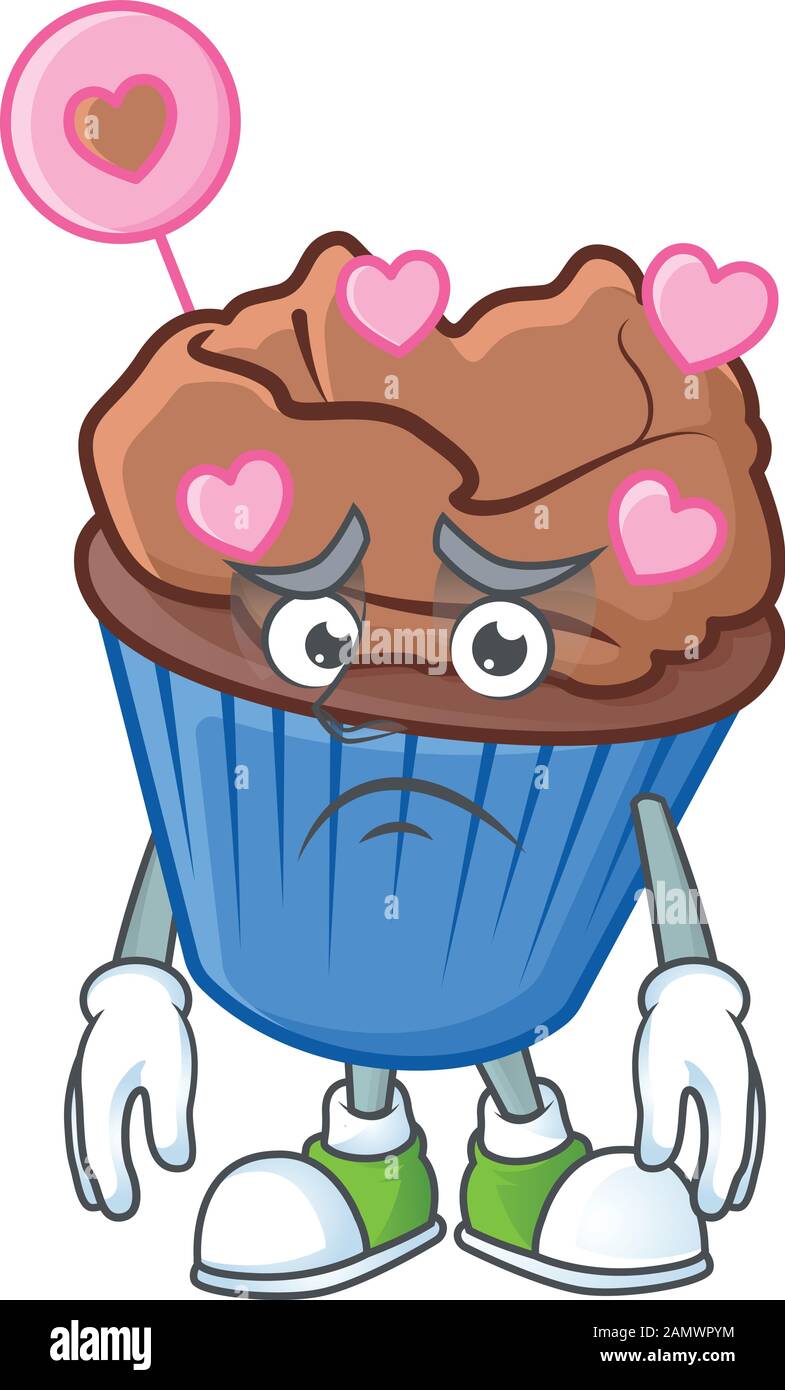 A picture of chocolate love cupcake showing afraid look face Stock ...