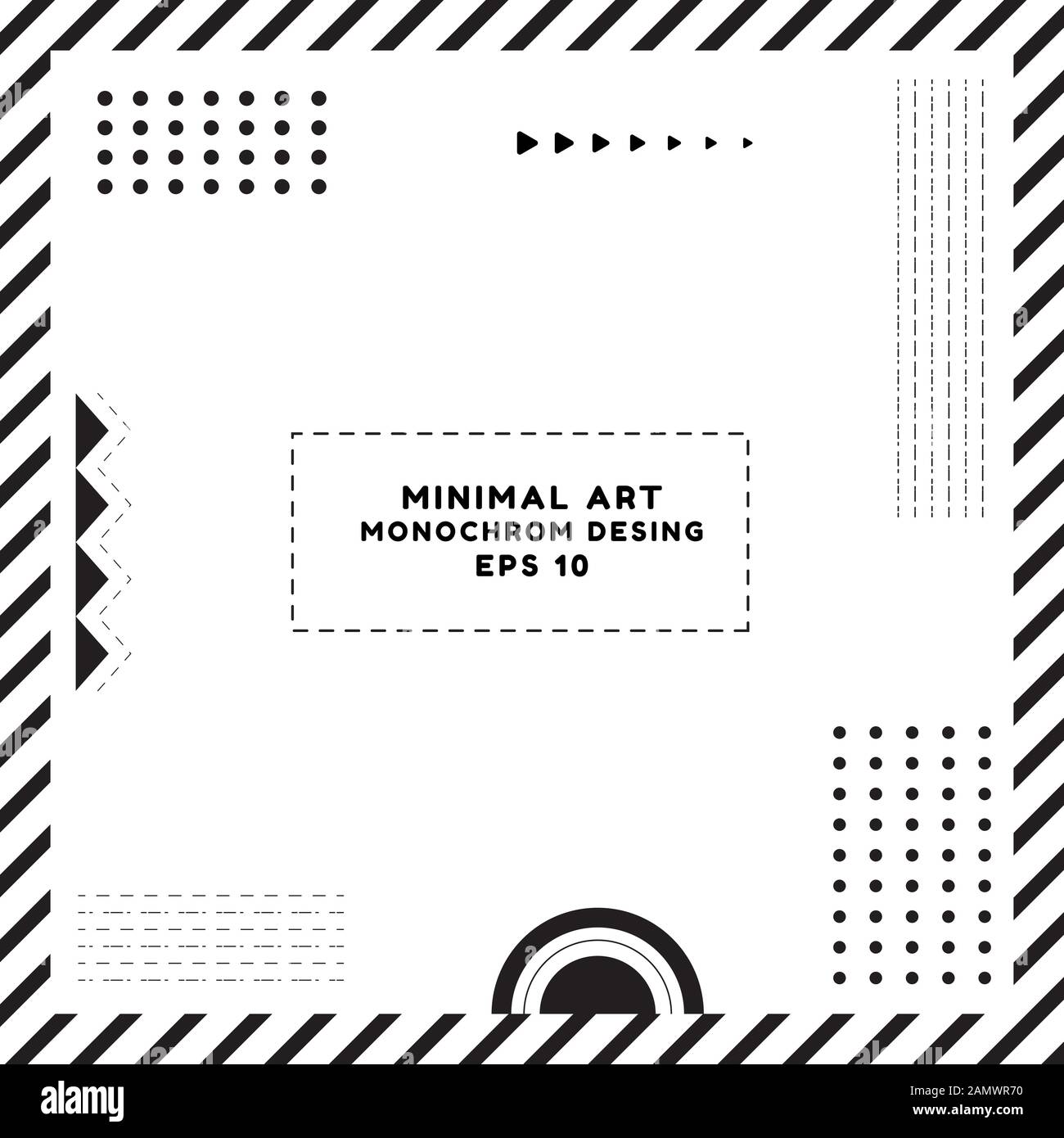 Minimal art monochrom design background line style frame border with ...