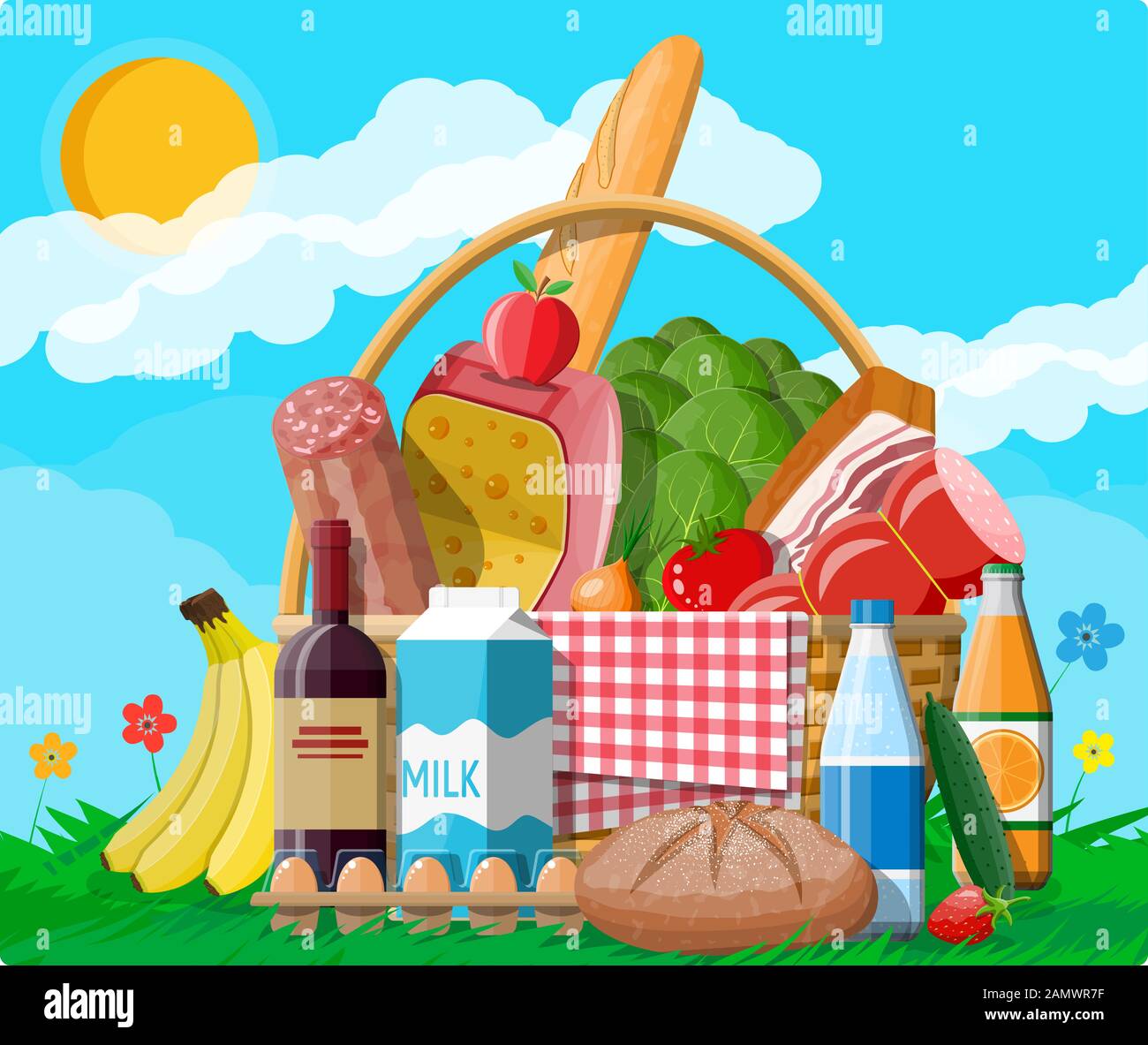 Basket full of alcohol Stock Vector Images - Alamy