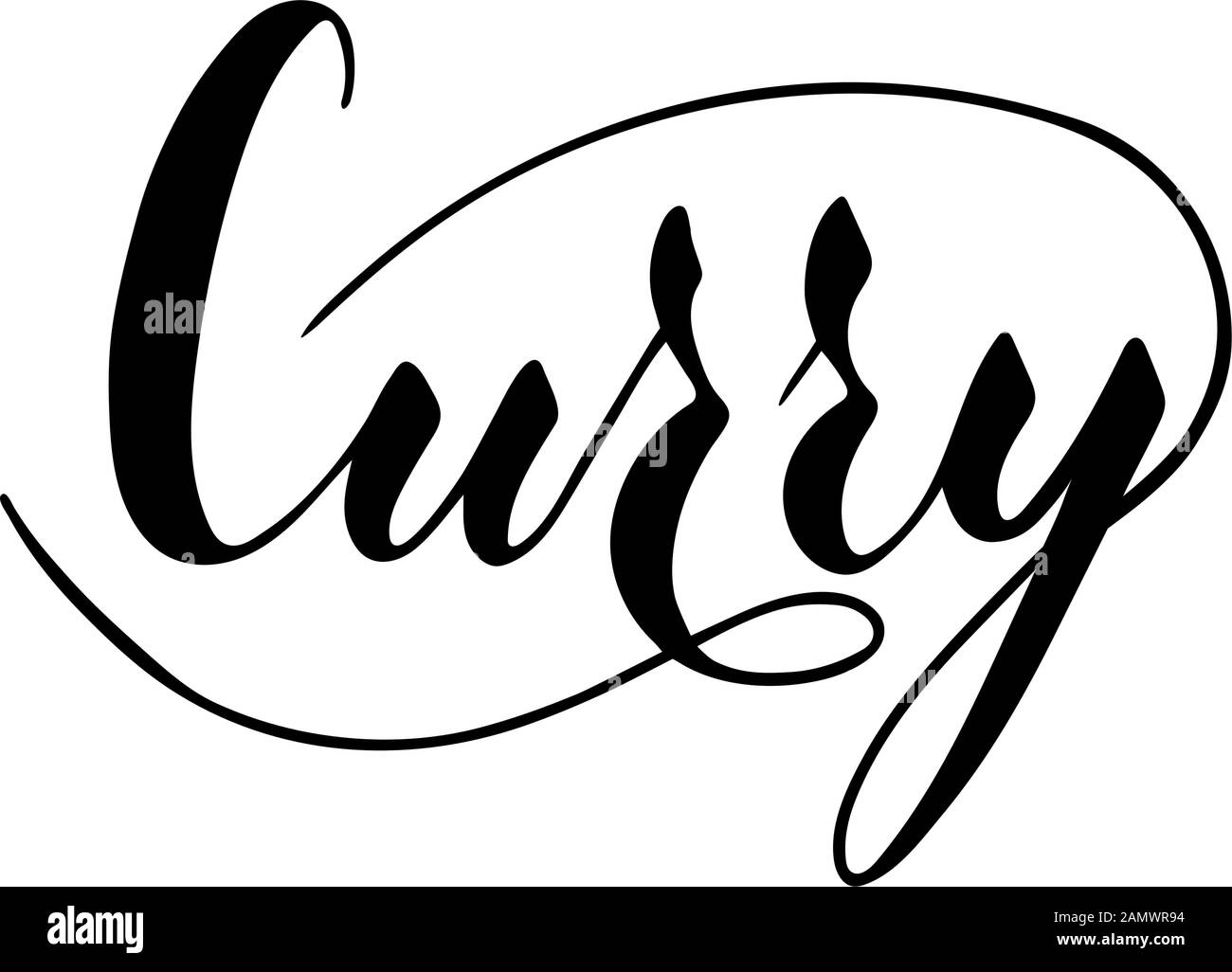 Vector hand written curry text isolated on white background. Kitchen ...
