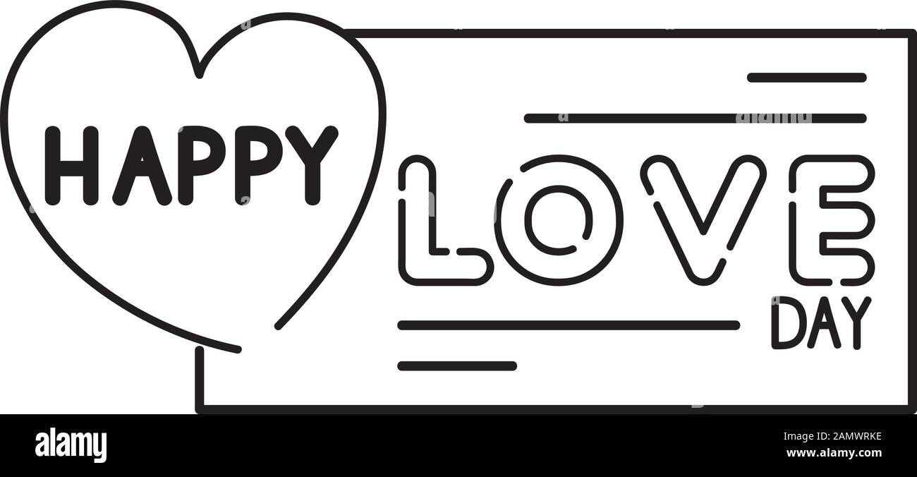 love happy day lettering with heart Stock Vector Image & Art - Alamy