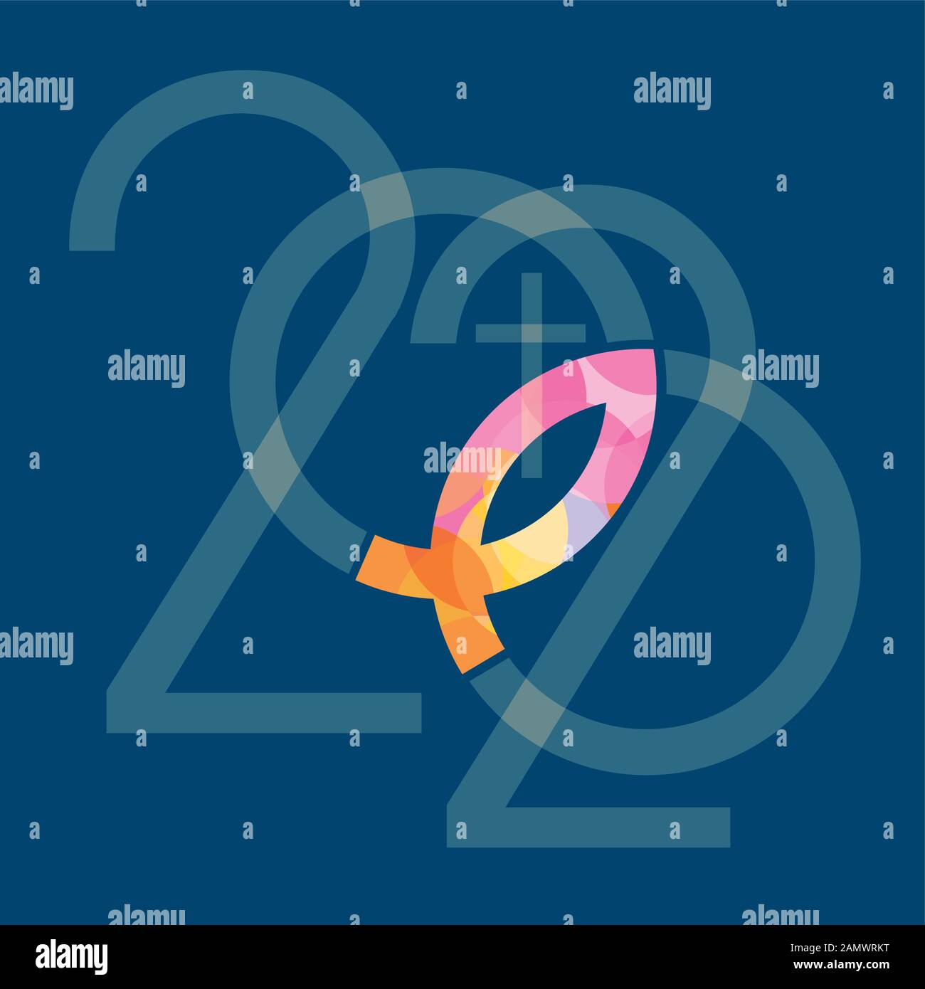 Jesus fish symbol new year. 2020 new year with Jesus fish symbol with ...