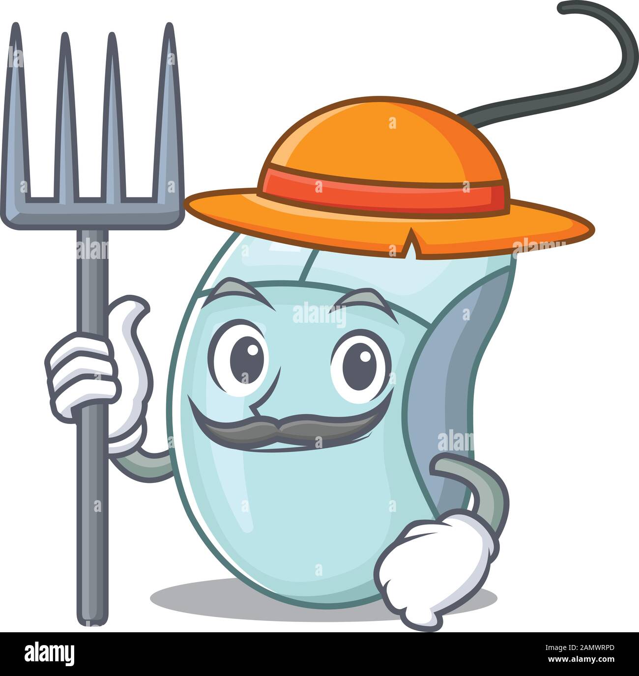 Cheerfully Farmer computer mouse cartoon picture with hat and tools ...