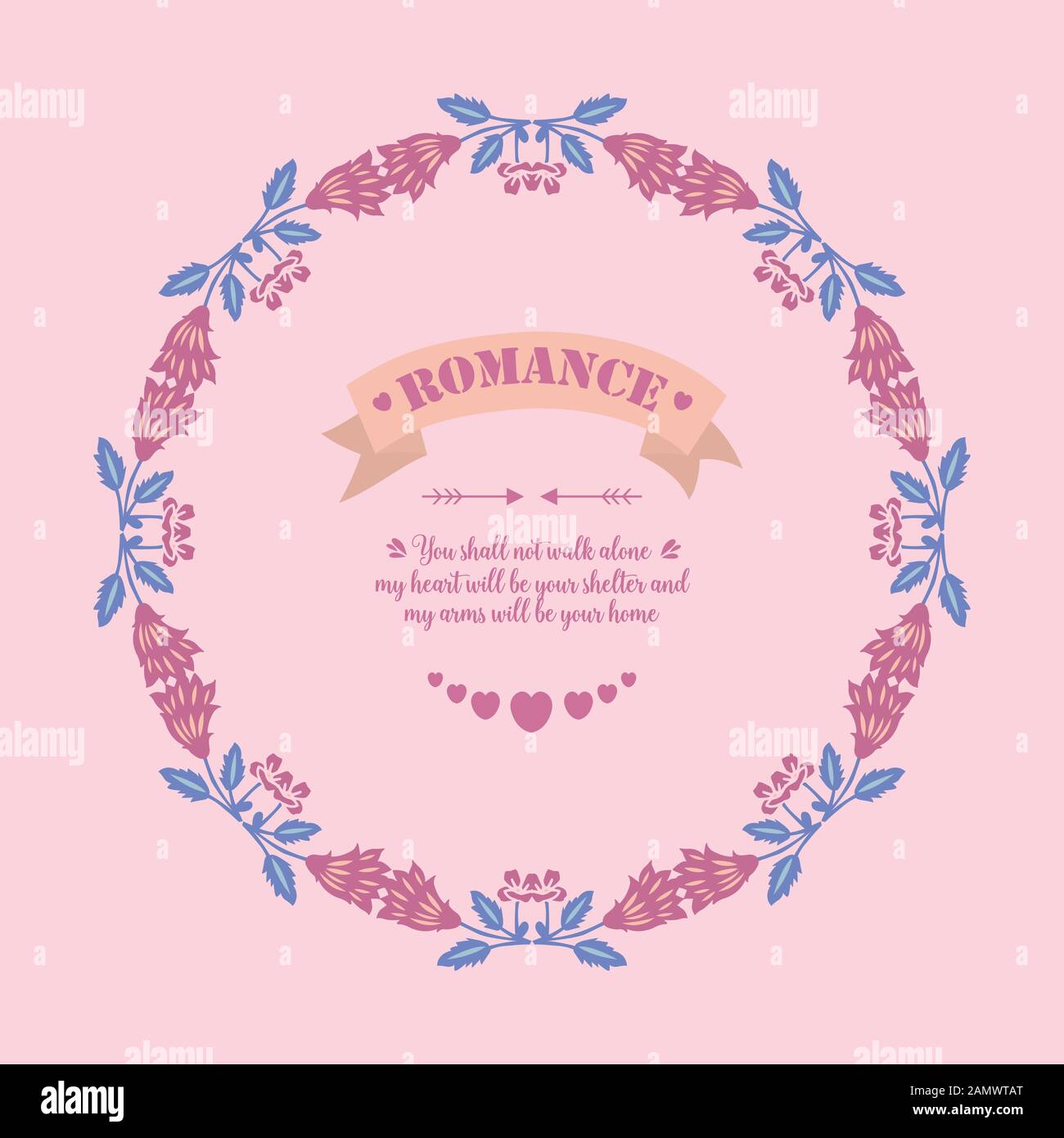 Beautiful pink wreath frame Design, for elegant and romance invitation ...
