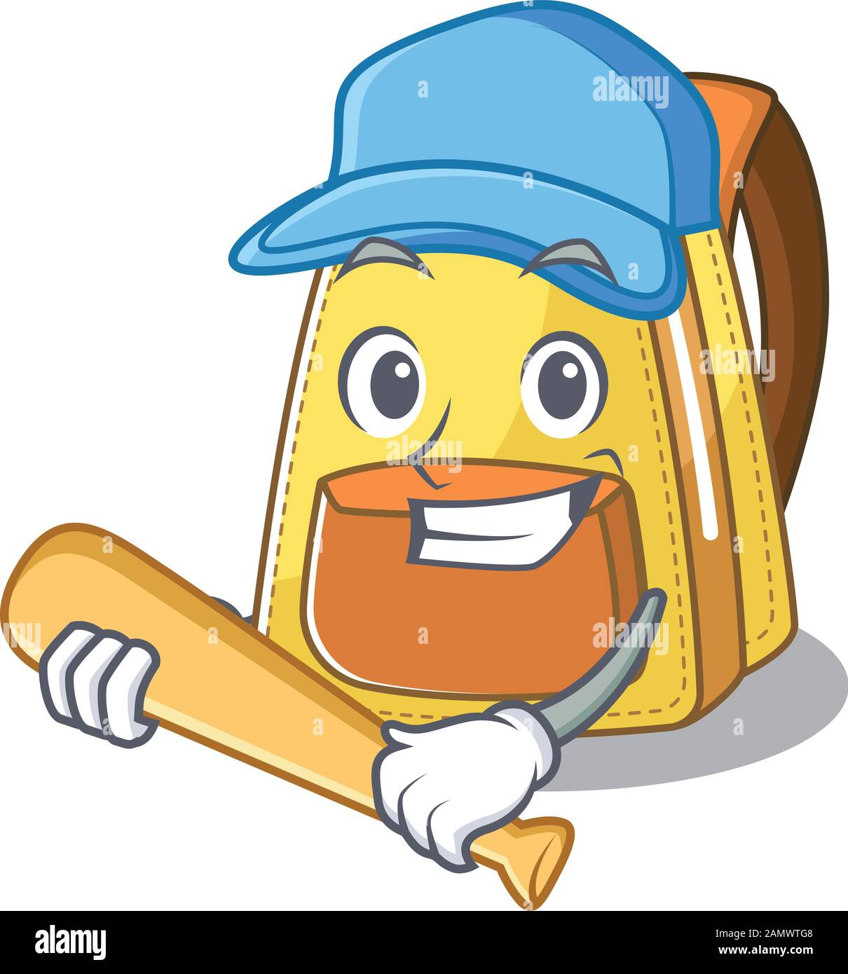 Sporty kids school backpack cartoon character design with baseball ...