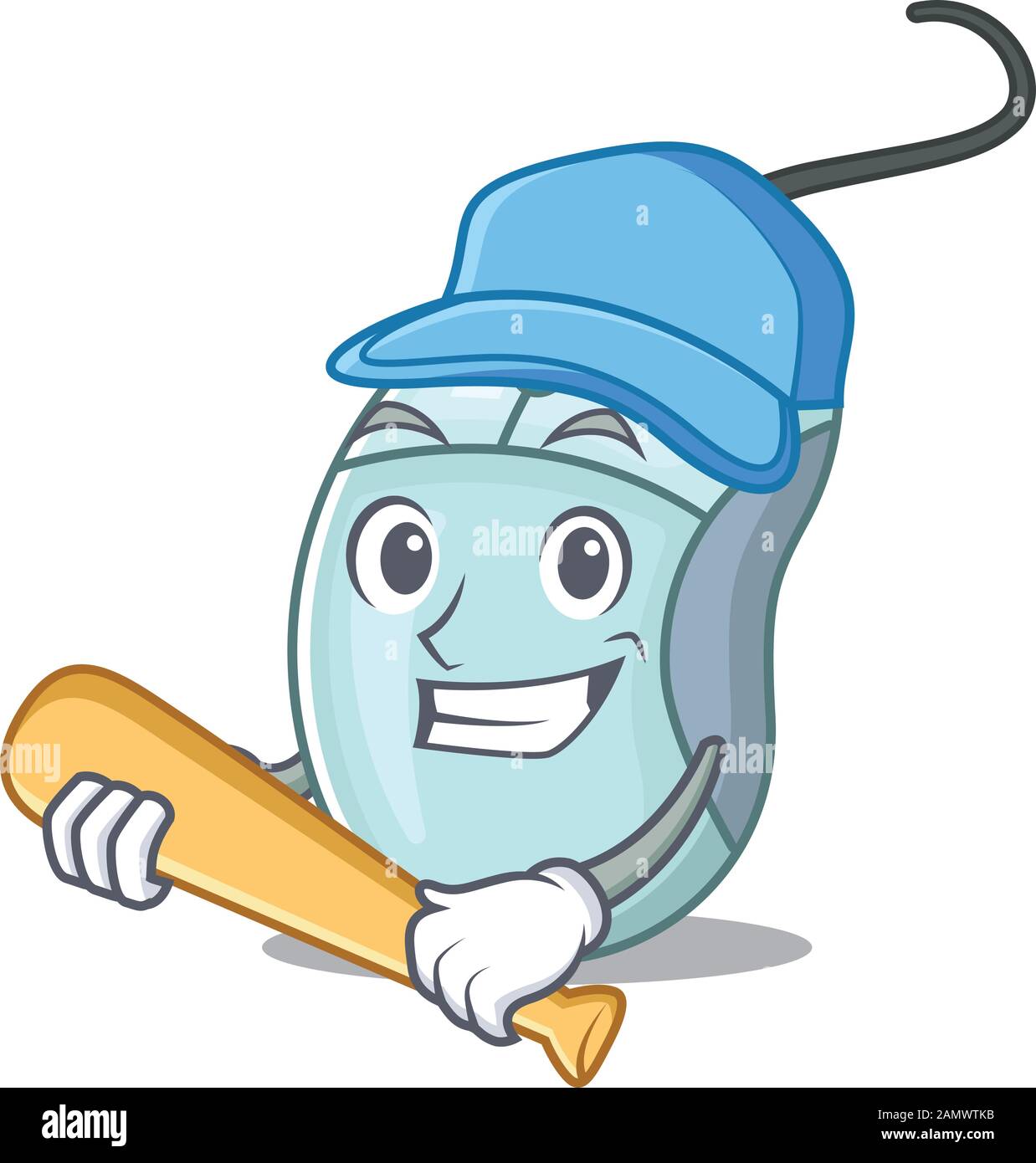 Sporty computer mouse cartoon character design with baseball Stock ...