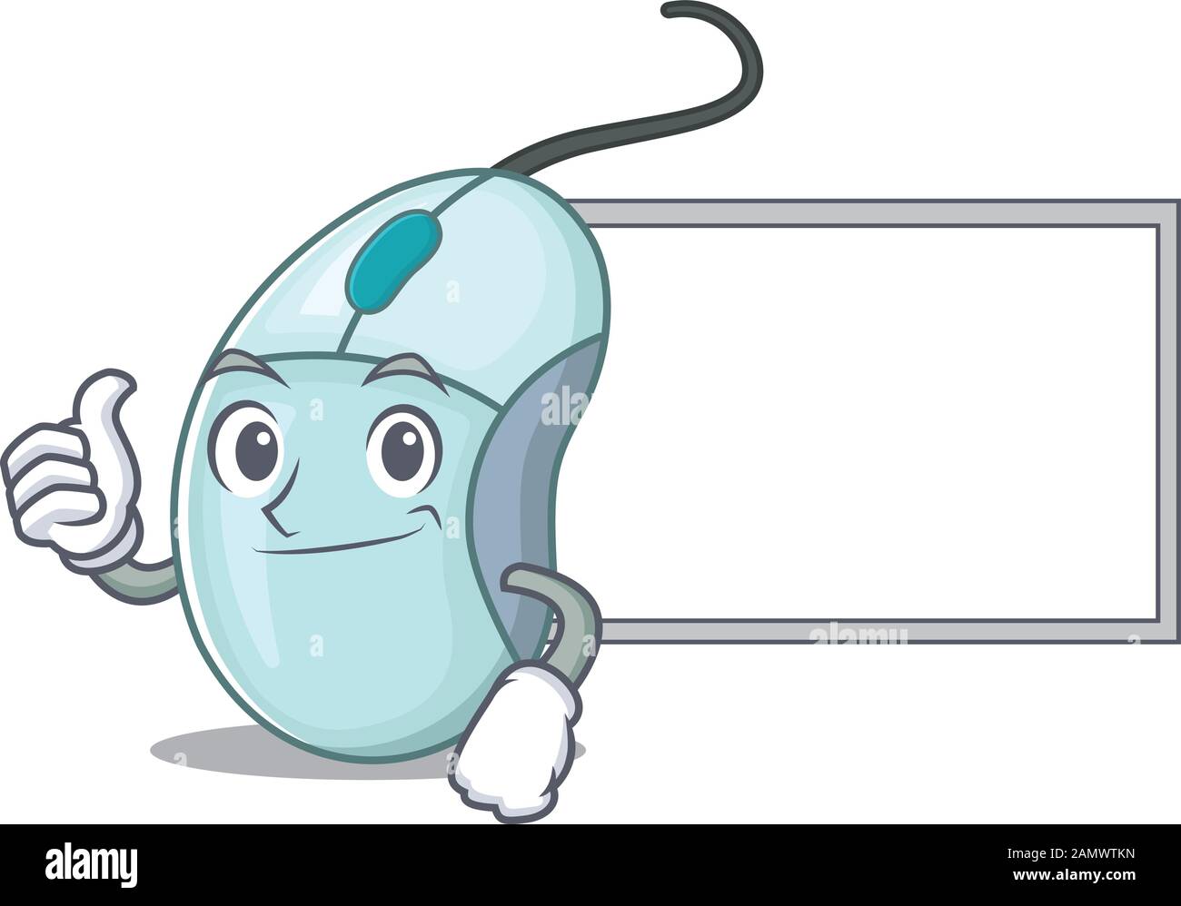 Thumbs up of computer mouse cartoon design with board Stock Vector ...