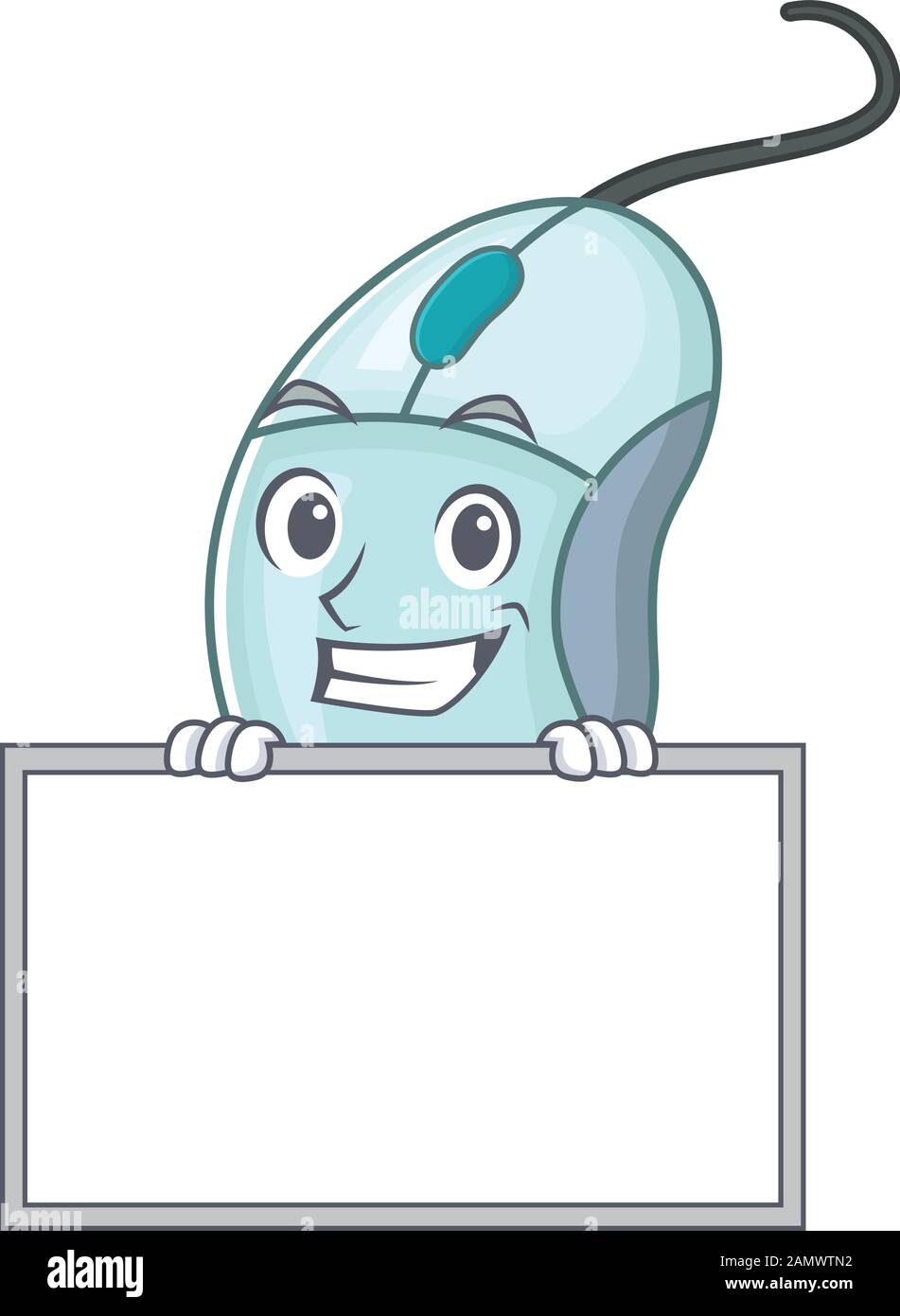 A cute picture of computer mouse grinning with board Stock Vector Image ...