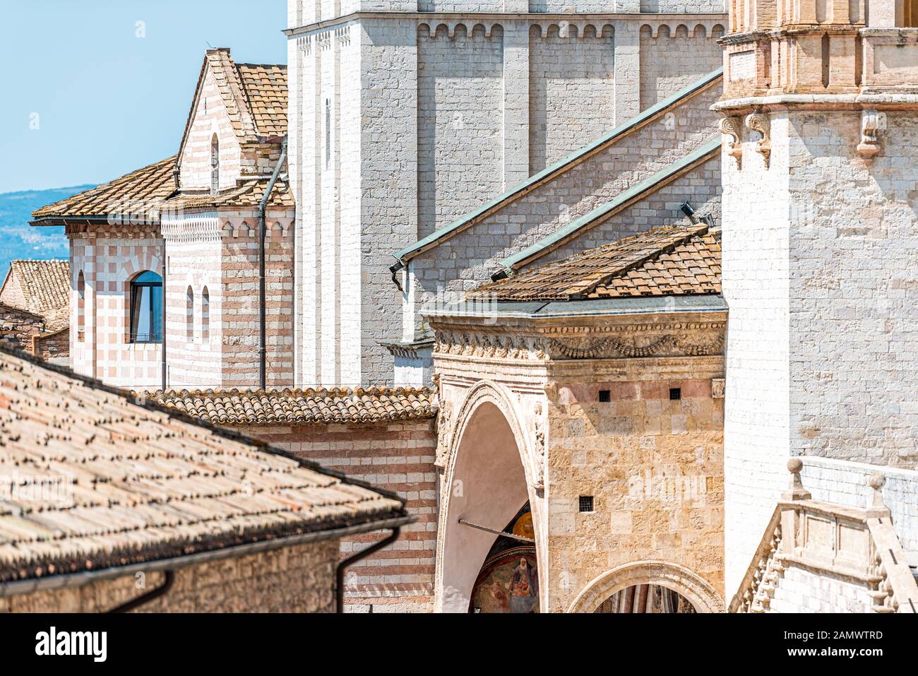 Assisi, Italy - August 29, 2018: Papal Basilica of Saint Francis church ...