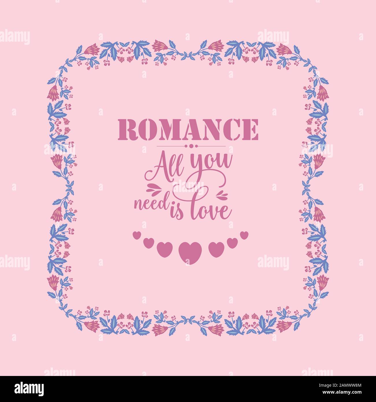 Romance Card template, with elegant leaf and floral frame design ...