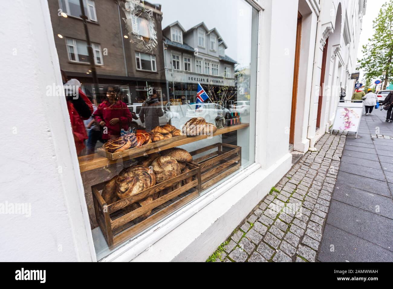 Reykjavik, Iceland - June 19, 2018: Laugavegur street road in downtown ...