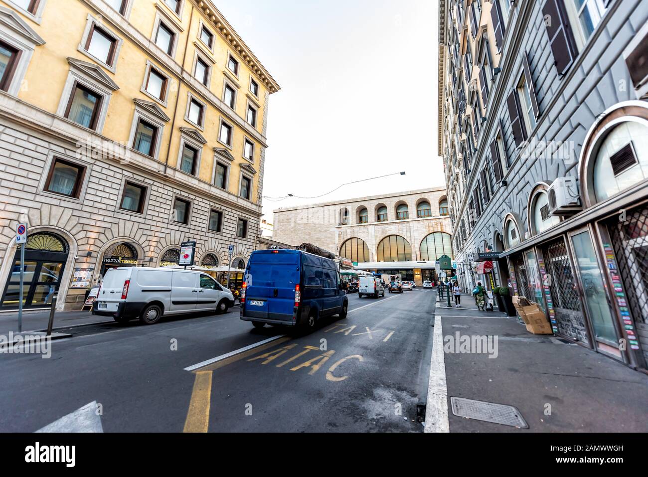 Rome, Italy - September 5, 2018: Italian street outside in city morning ...