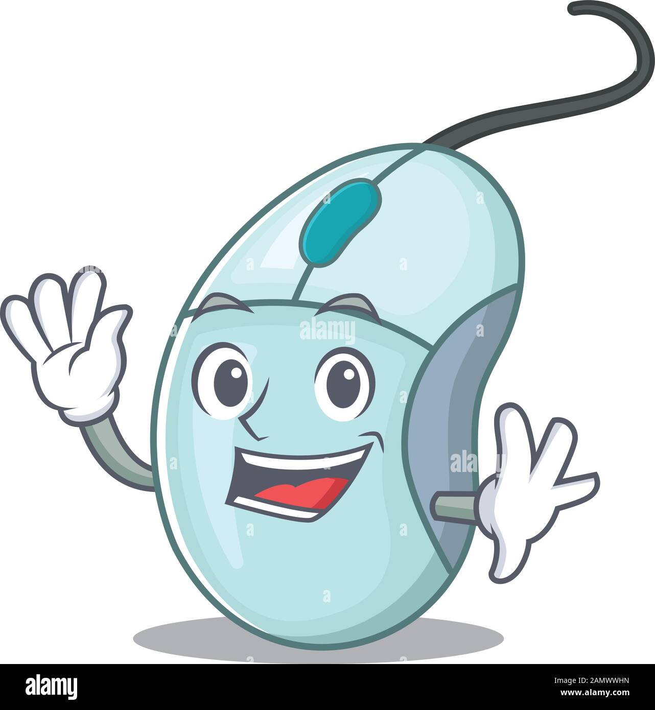 Waving friendly computer mouse cartoon character design Stock Vector ...