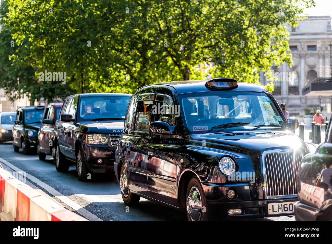 London, UK - June 22, 2018: Expensive black taxi cab and drivers on ...