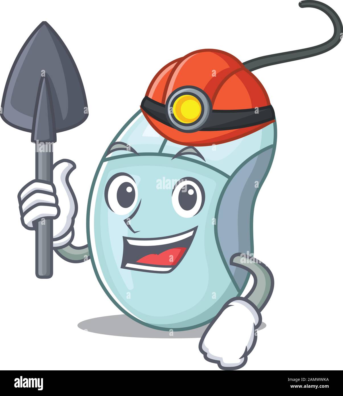 Cool clever Miner computer mouse cartoon character design Stock Vector ...