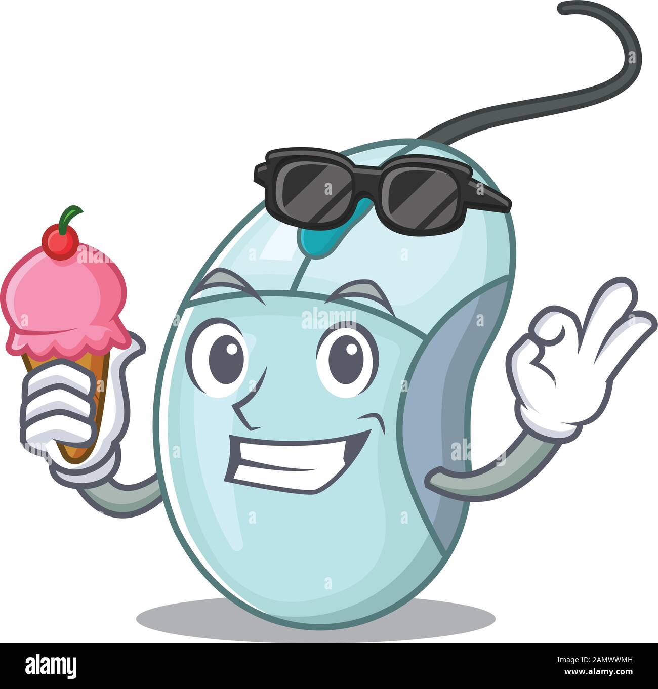Computer mouse mascot cartoon design with ice cream Stock Vector Image ...