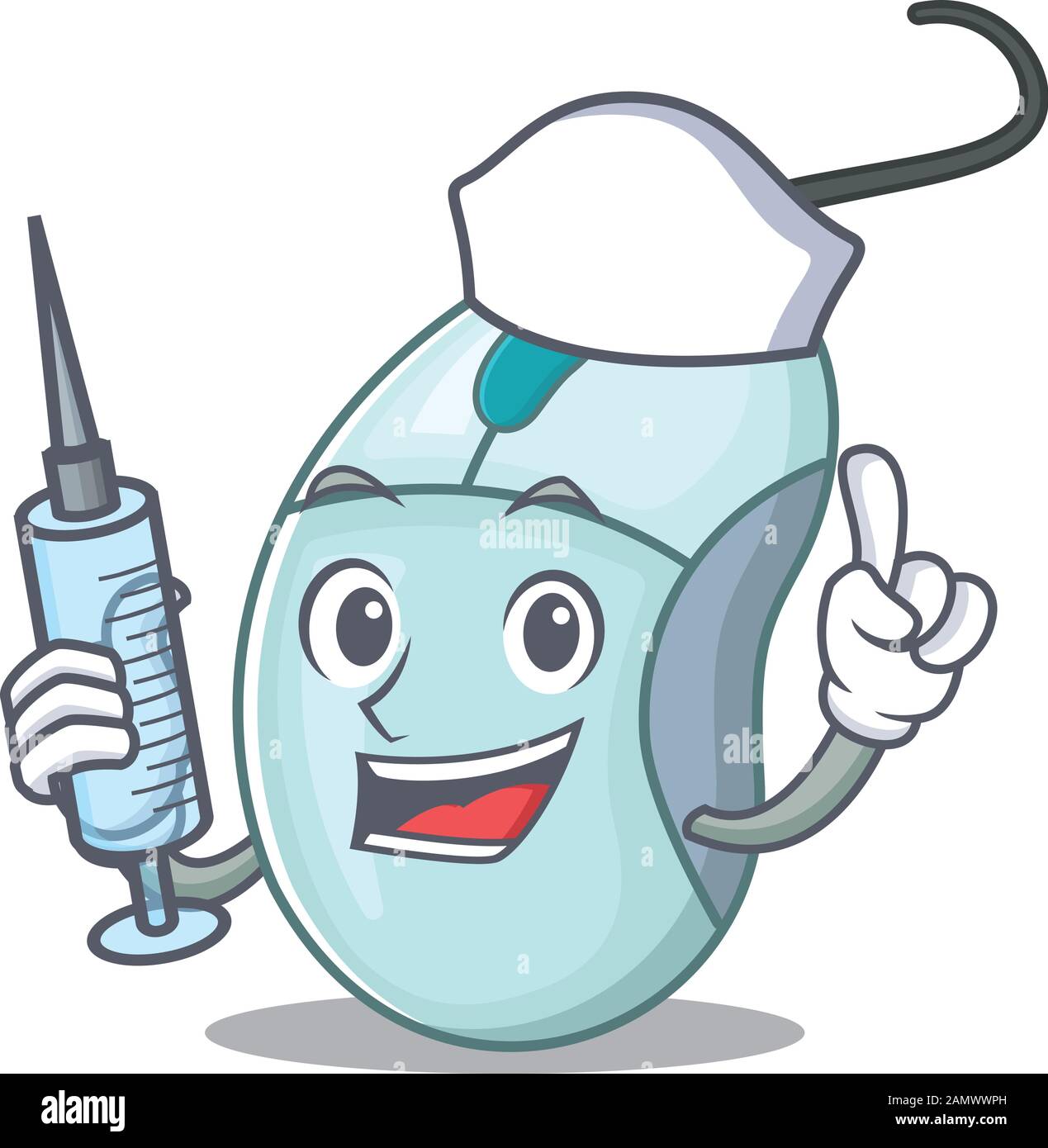Smiley Nurse computer mouse cartoon character with a syringe Stock ...